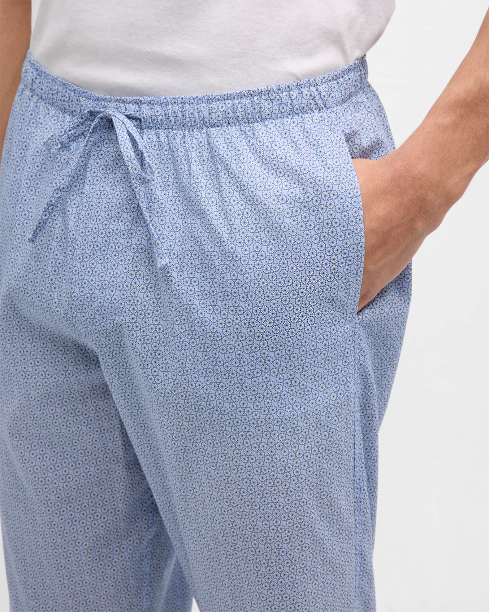 Zimmerli Men's Long Geo-Print Cotton Pants | Neiman Marcus