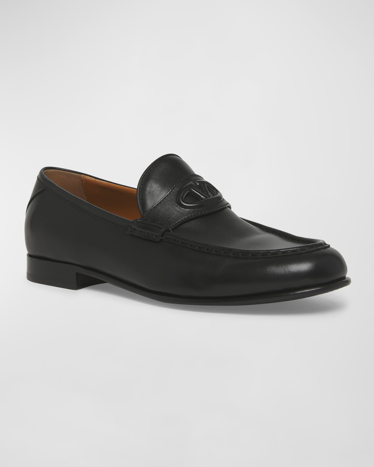 Valentino Garavani Men's Tonal VLogo Leather Loafers | Neiman Marcus