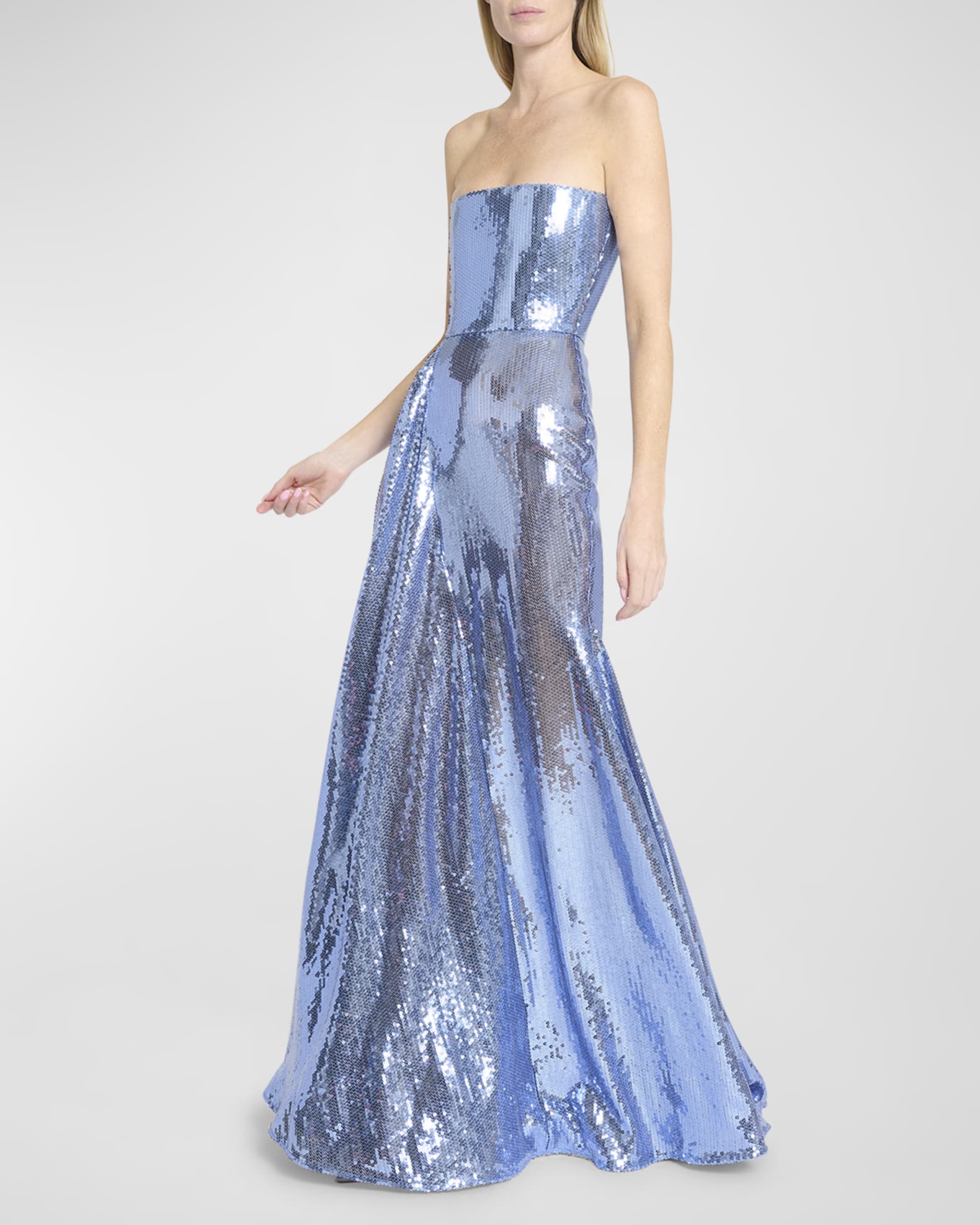 Alex Perry Strapless Godet Drape Sequined Gown | Neiman Marcus