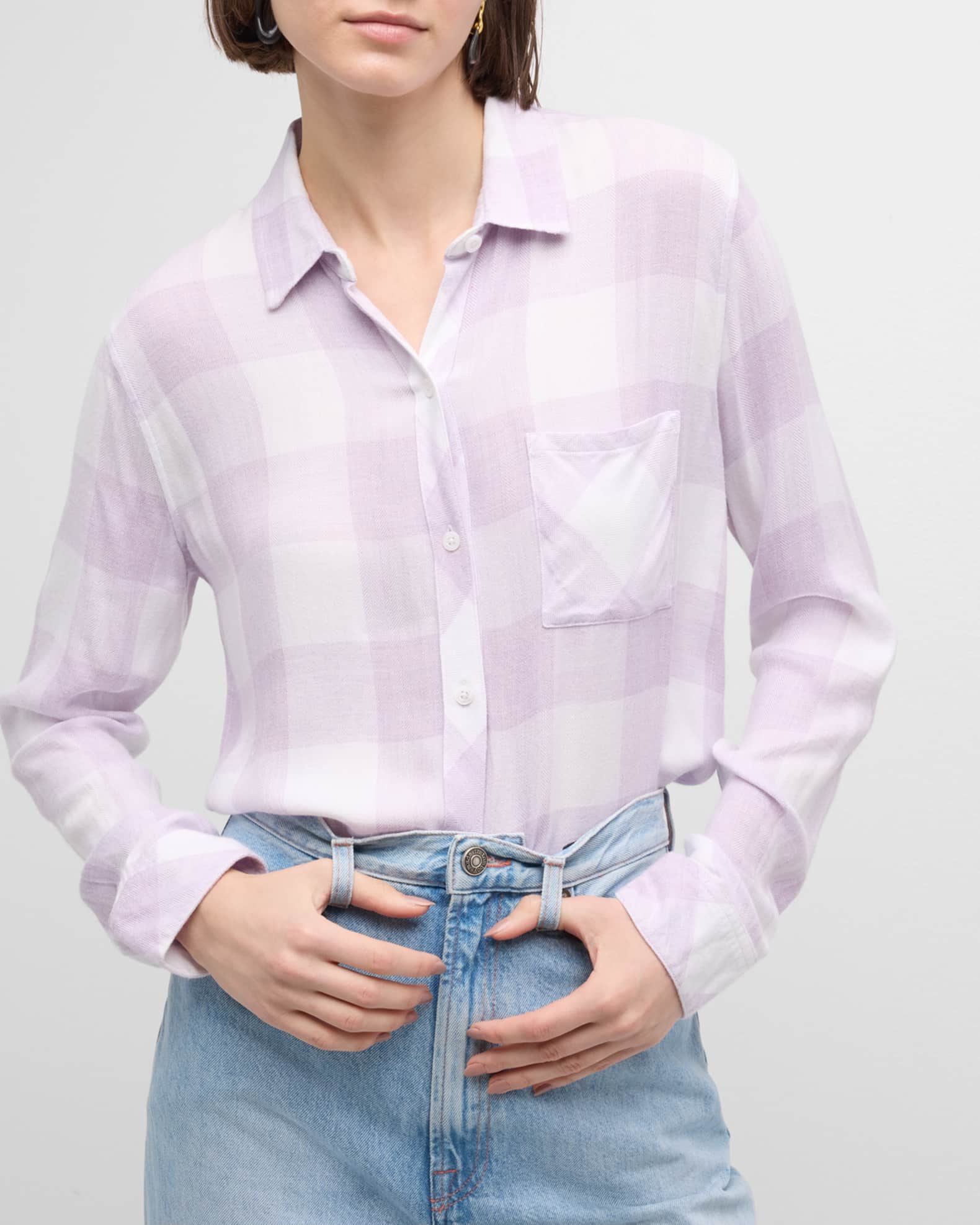 Rails Hunter Gingham Button-Front Shirt | Neiman Marcus