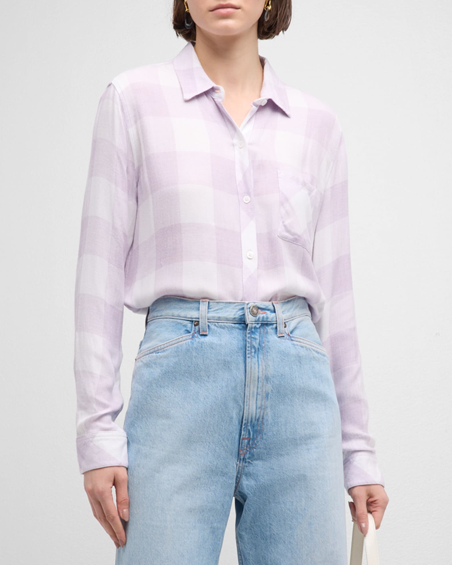 Rails Hunter Gingham Button-Front Shirt | Neiman Marcus
