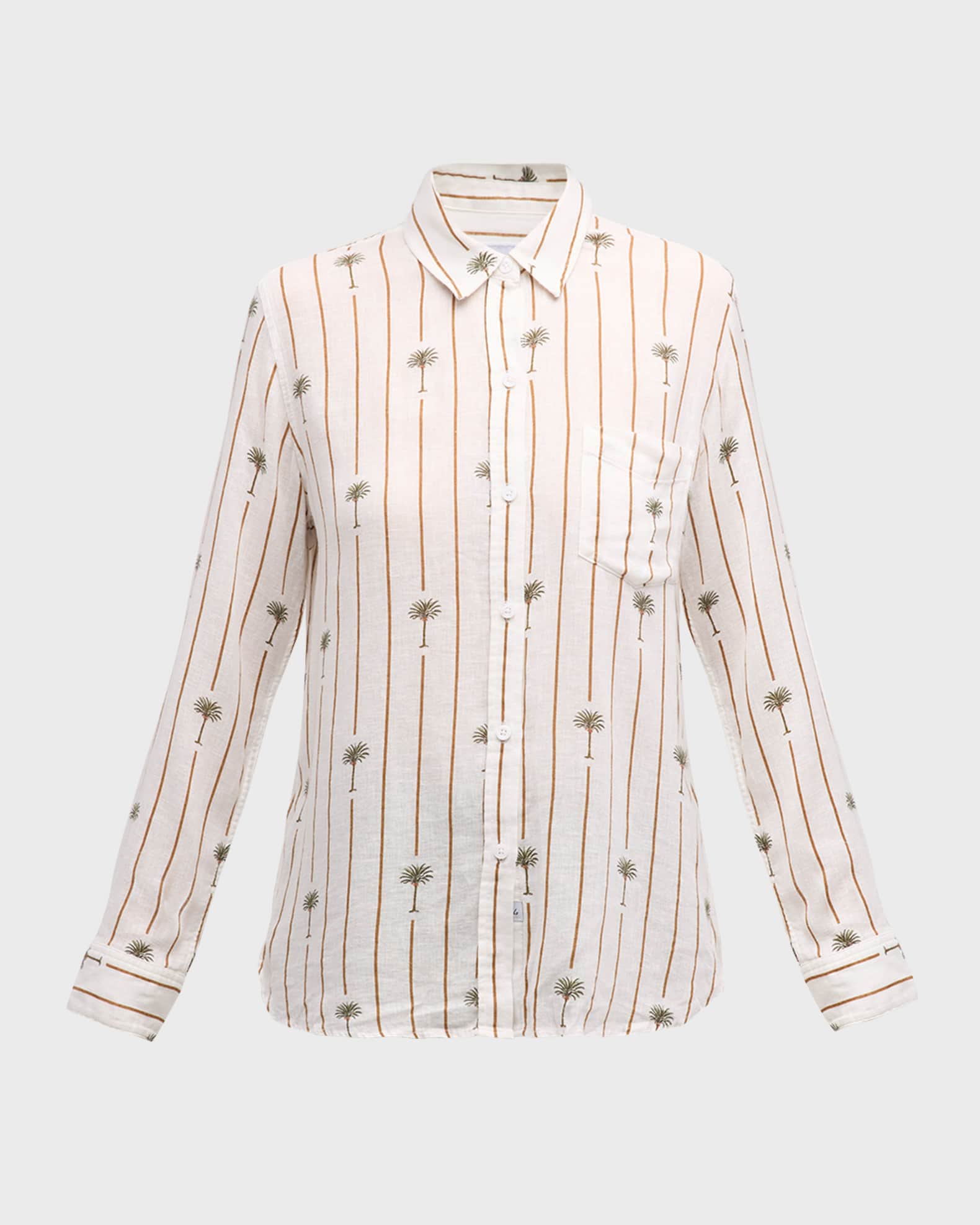 Rails Charli Striped Palm Button-Front Shirt | Neiman Marcus