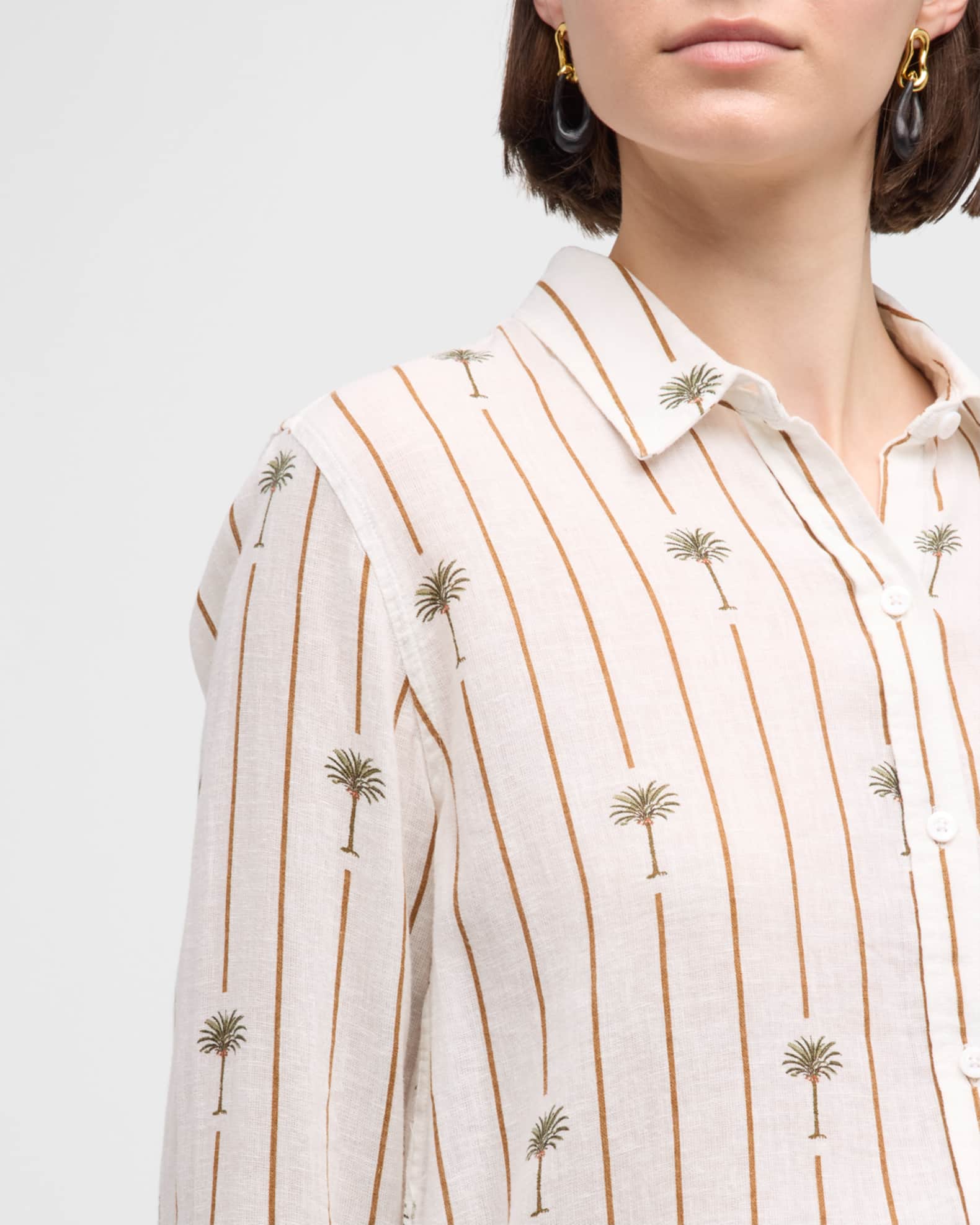 Rails Charli Striped Palm Button-Front Shirt | Neiman Marcus