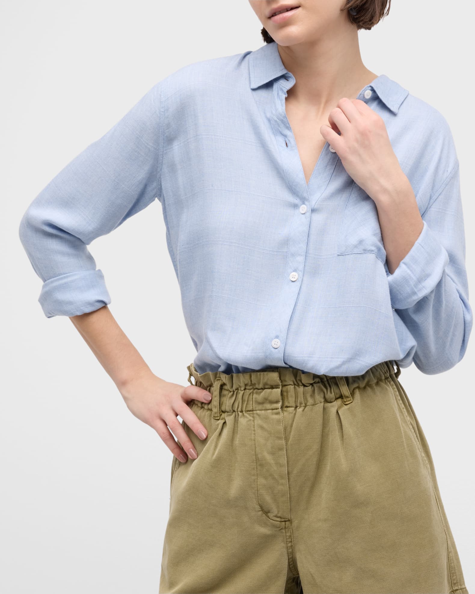 Rails Hunter Chambray Button-Front Shirt | Neiman Marcus