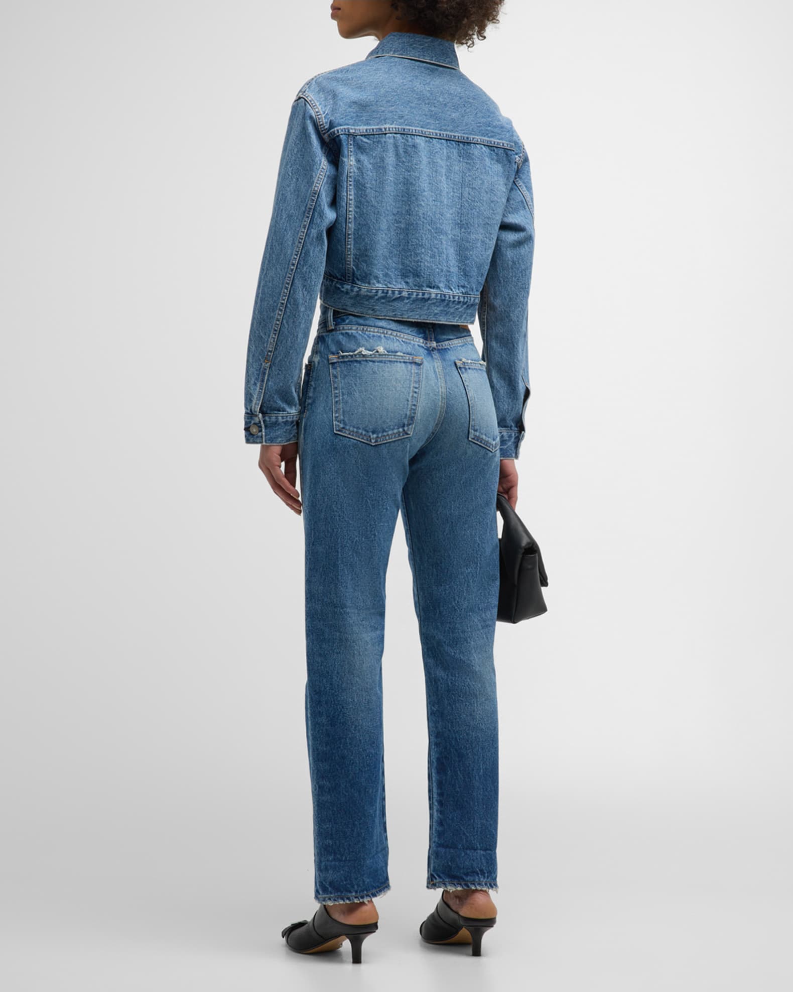 MOUSSY VINTAGE Bayview Zip Cropped Denim Jacket | Neiman Marcus