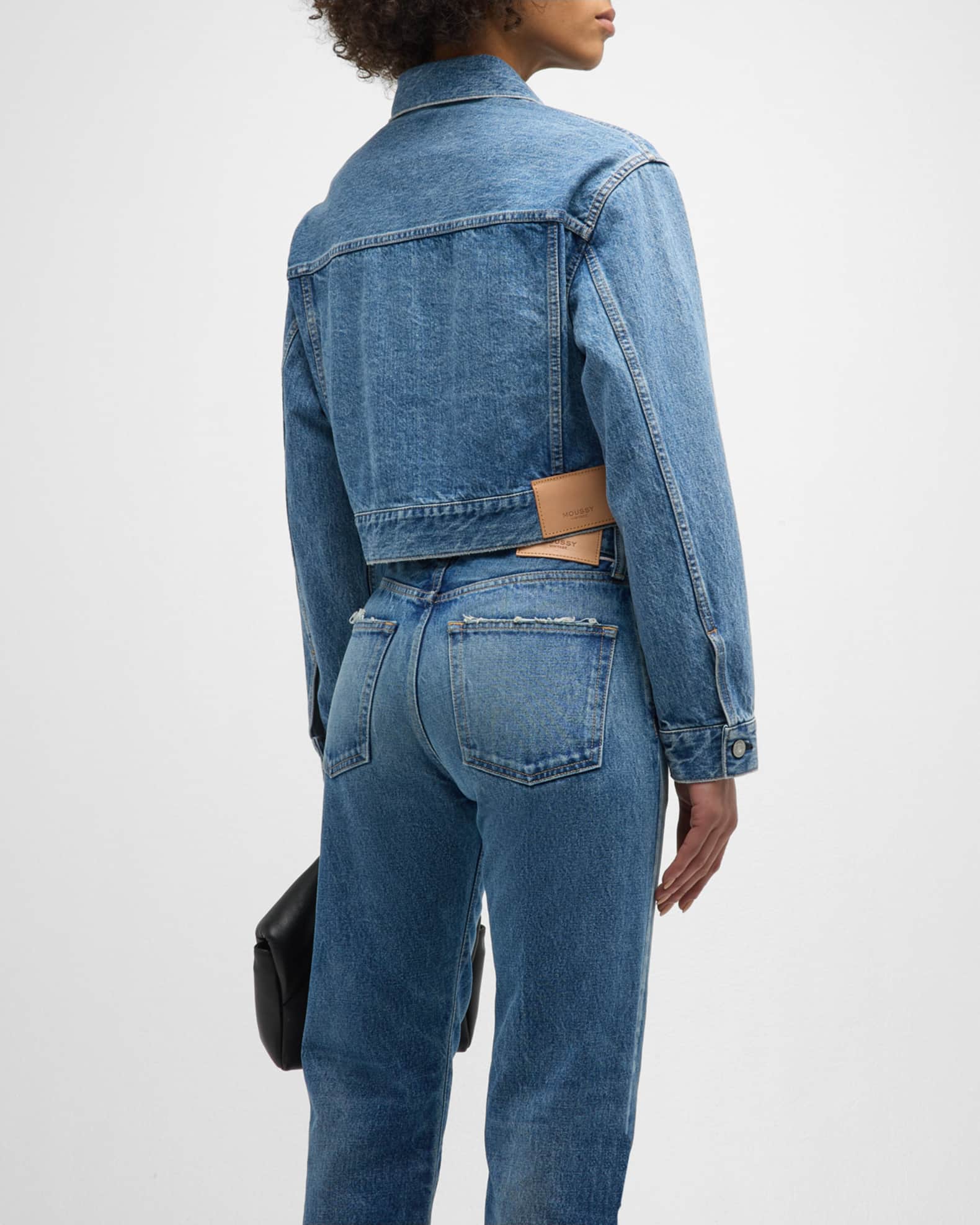 MOUSSY VINTAGE Bayview Zip Cropped Denim Jacket | Neiman Marcus