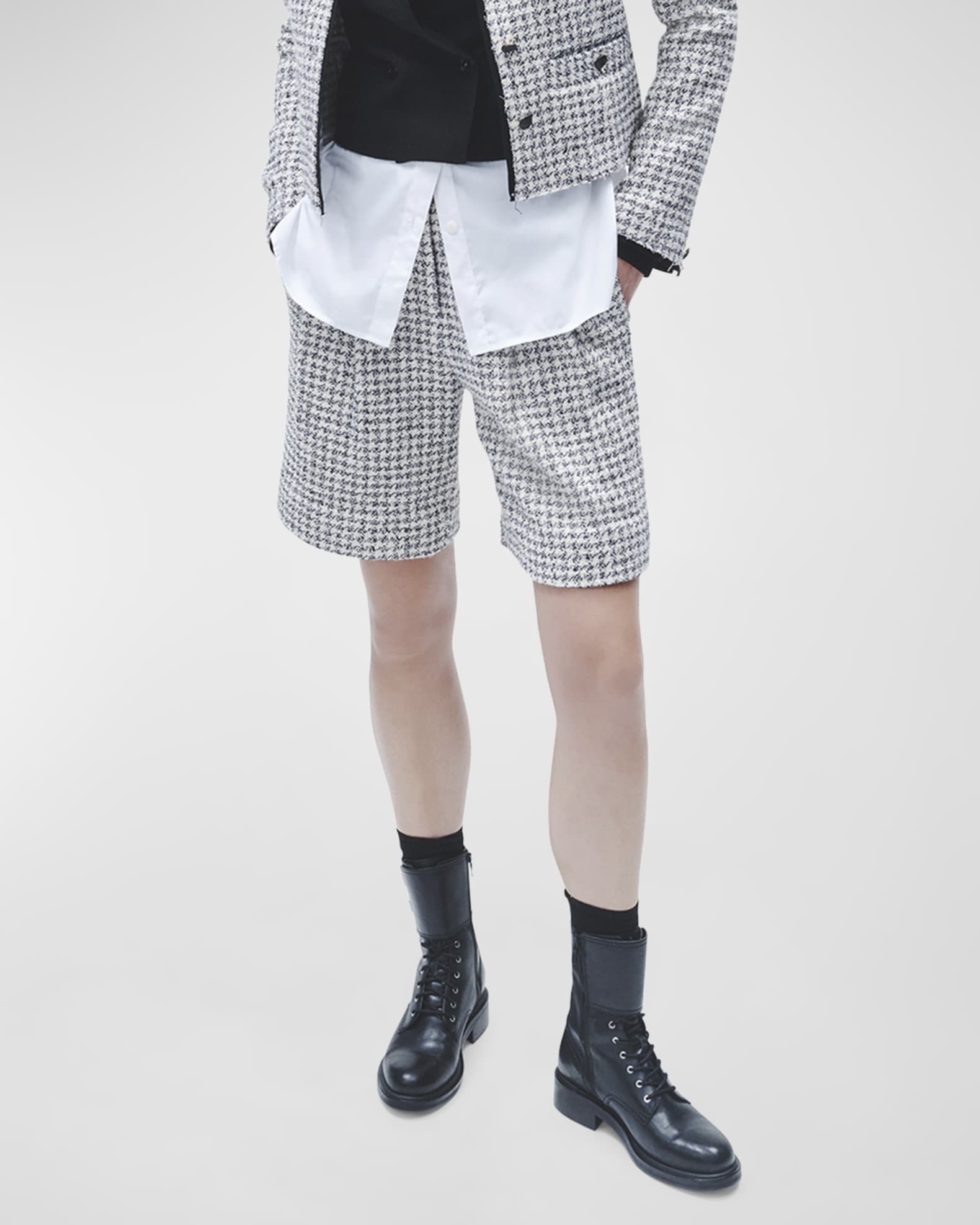 Rag & Bone Carmen Tailored Houndstooth Shorts | Neiman Marcus