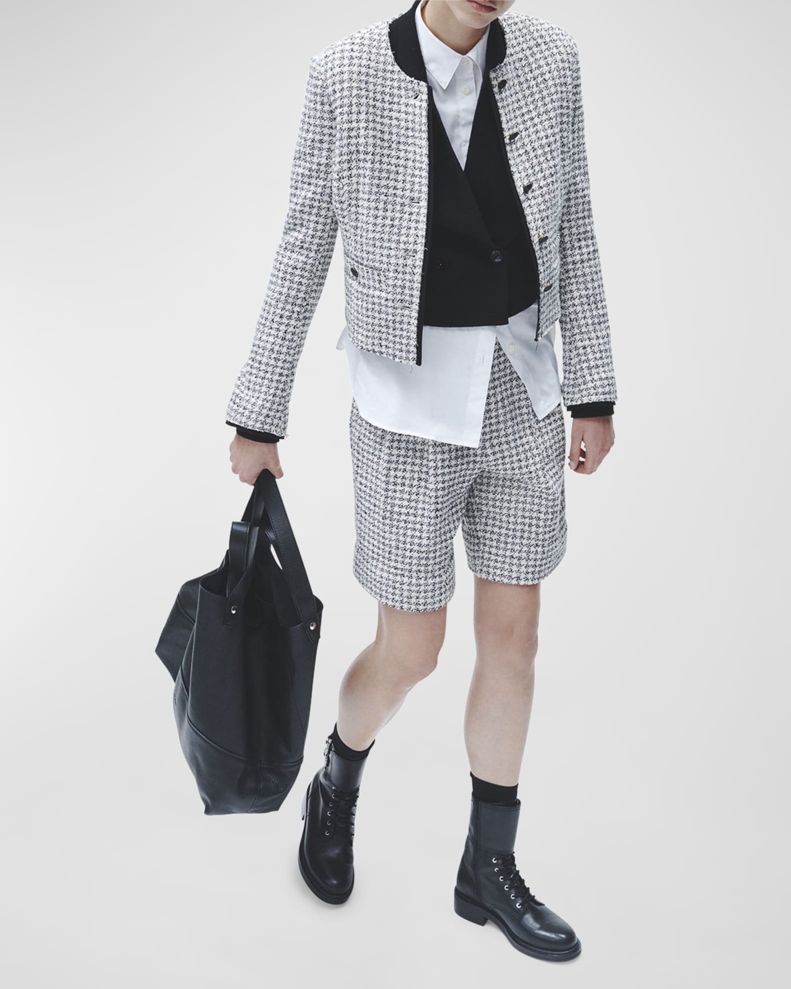 Rag & Bone Carmen Tailored Houndstooth Shorts | Neiman Marcus