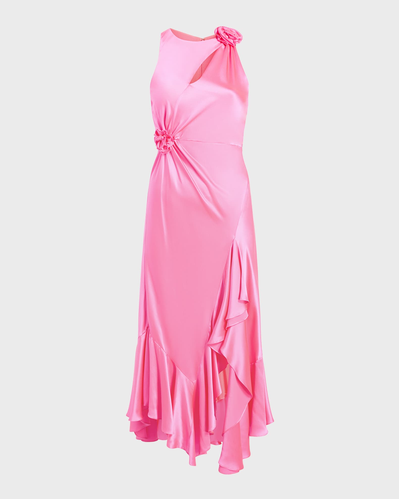 Cinq a Sept Cates Ruffled Silk Rosette Sleeveless Midi Dress | Neiman ...
