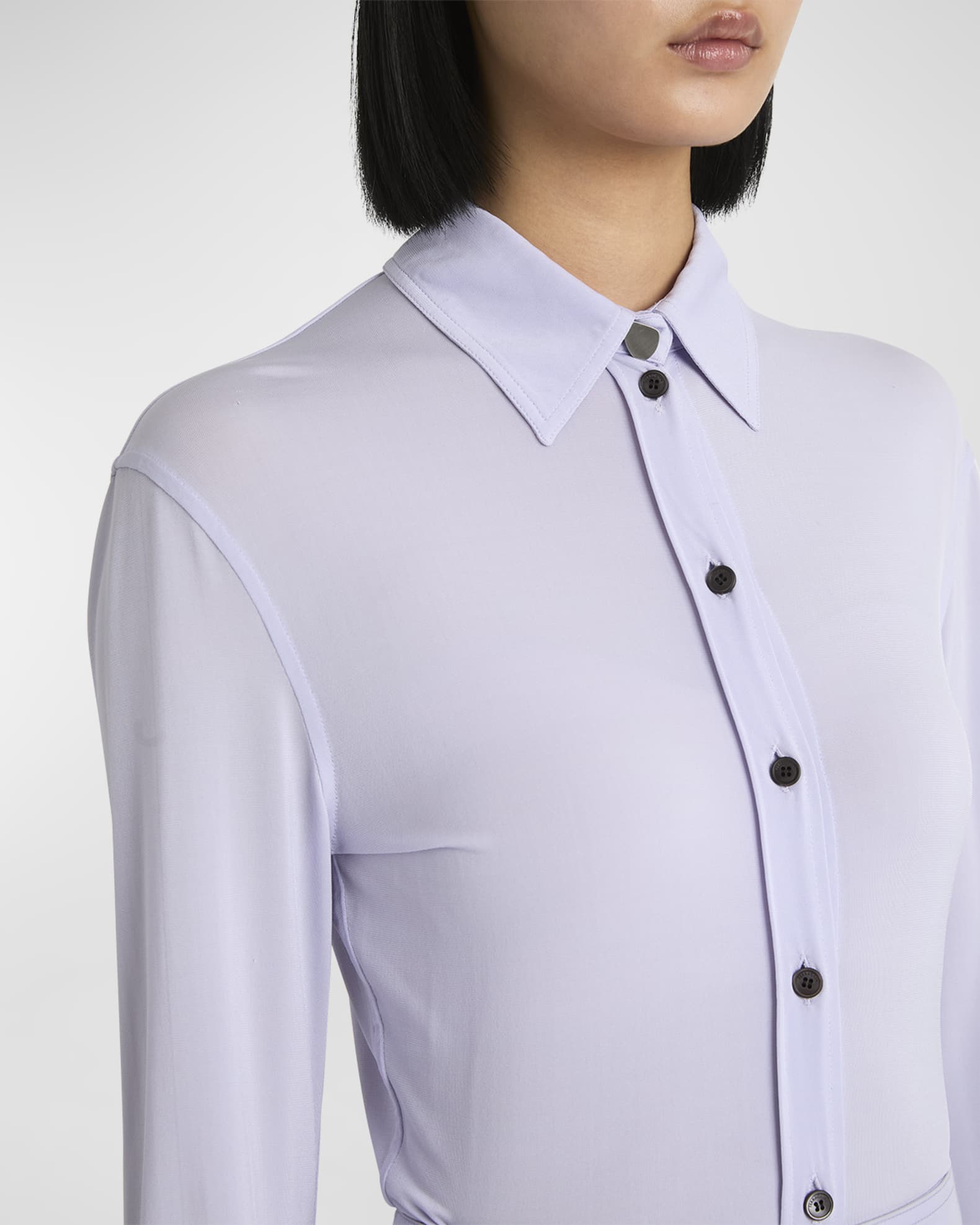 Ferragamo Stretch Viscose Jersey Button Down Top | Neiman Marcus