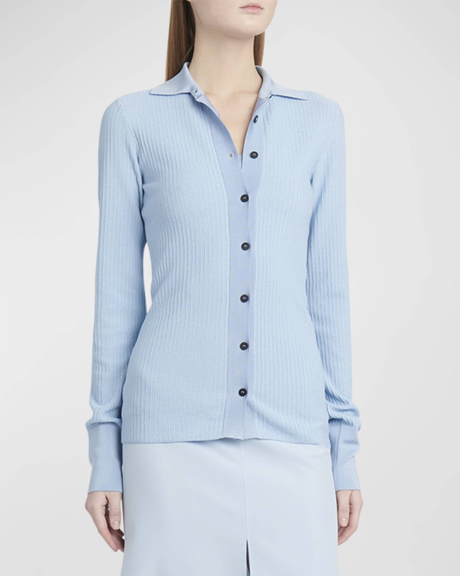 Ferragamo Cotton Silk Micro Jacquard Cardigan | Neiman Marcus