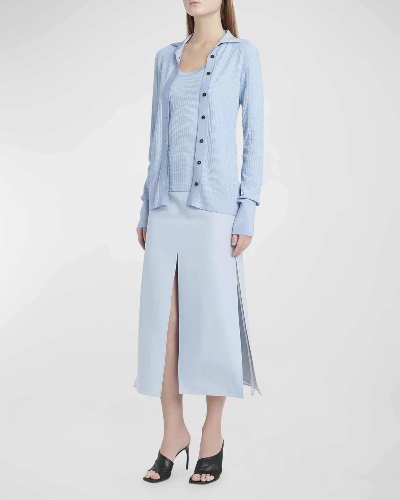Ferragamo Cotton Silk Micro Jacquard Cardigan | Neiman Marcus