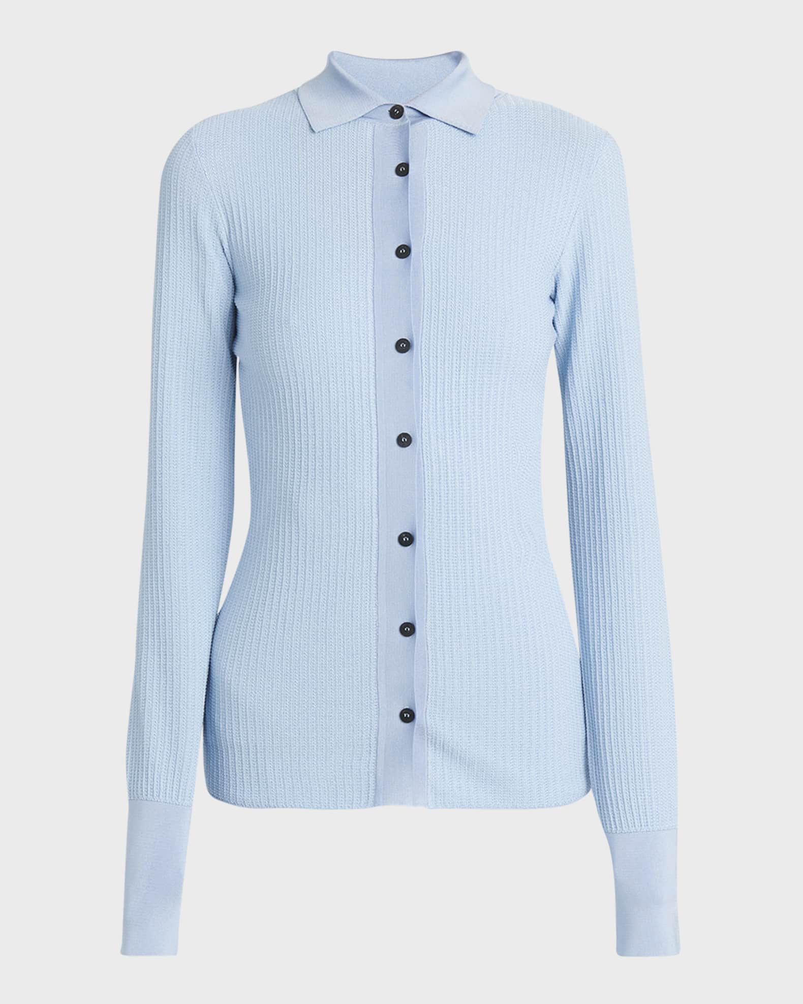 Ferragamo Cotton Silk Micro Jacquard Cardigan | Neiman Marcus