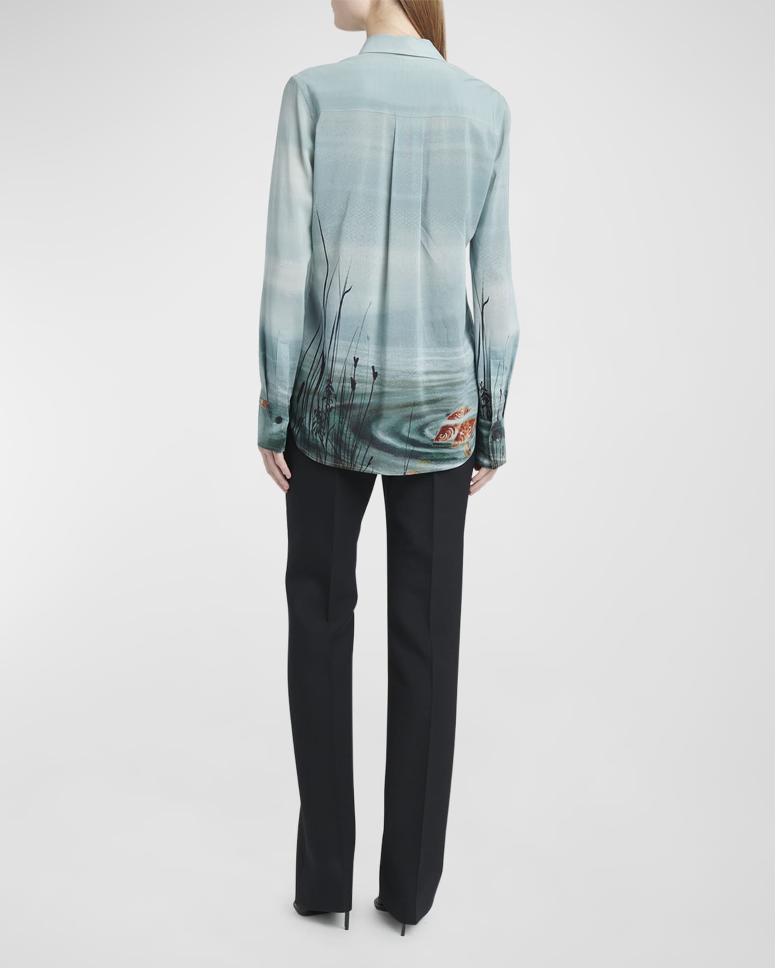 Ferragamo Koi Fish Button-Down Blouse | Neiman Marcus