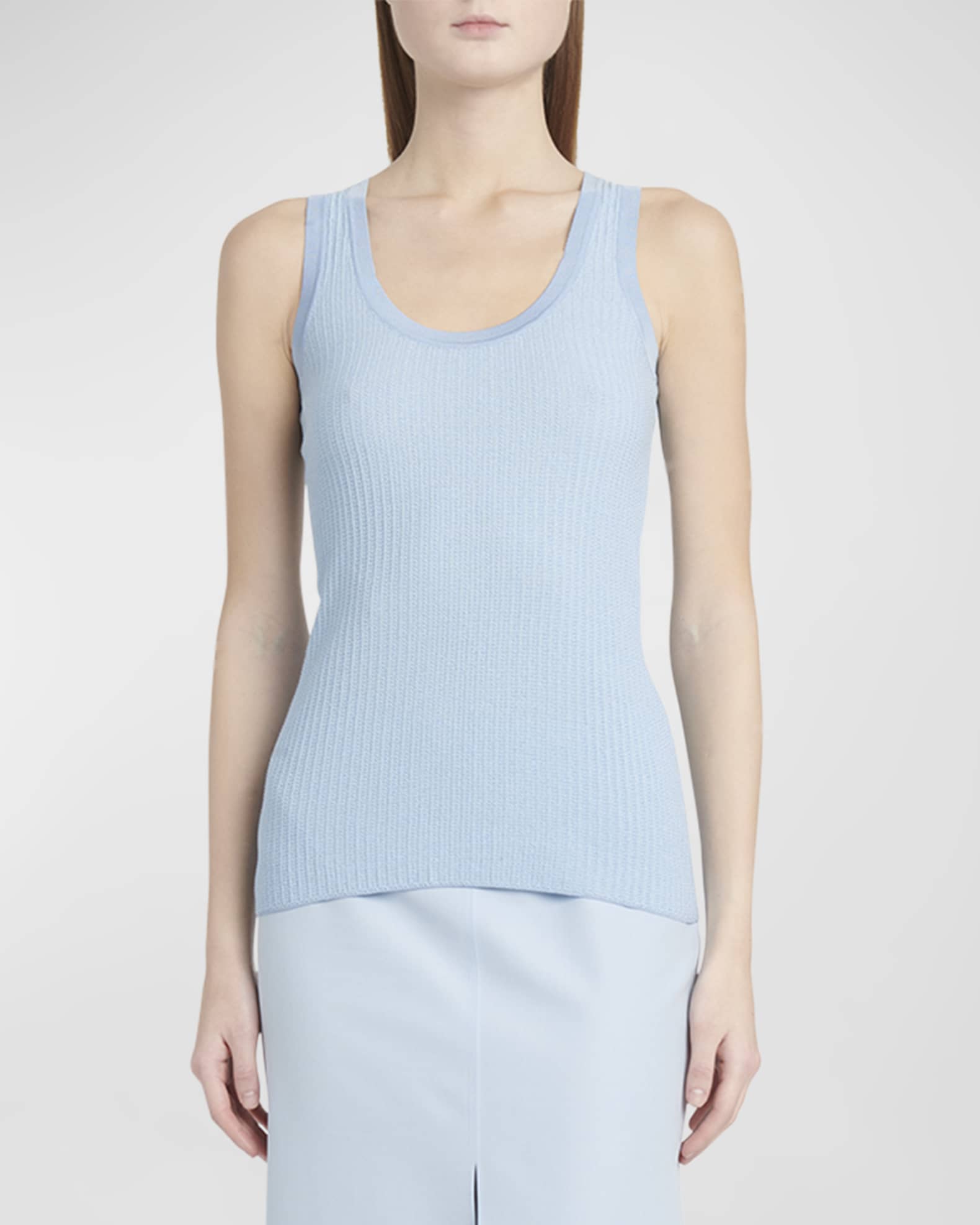 Ferragamo Cotton Silk Micro Jacquard Tank Top | Neiman Marcus