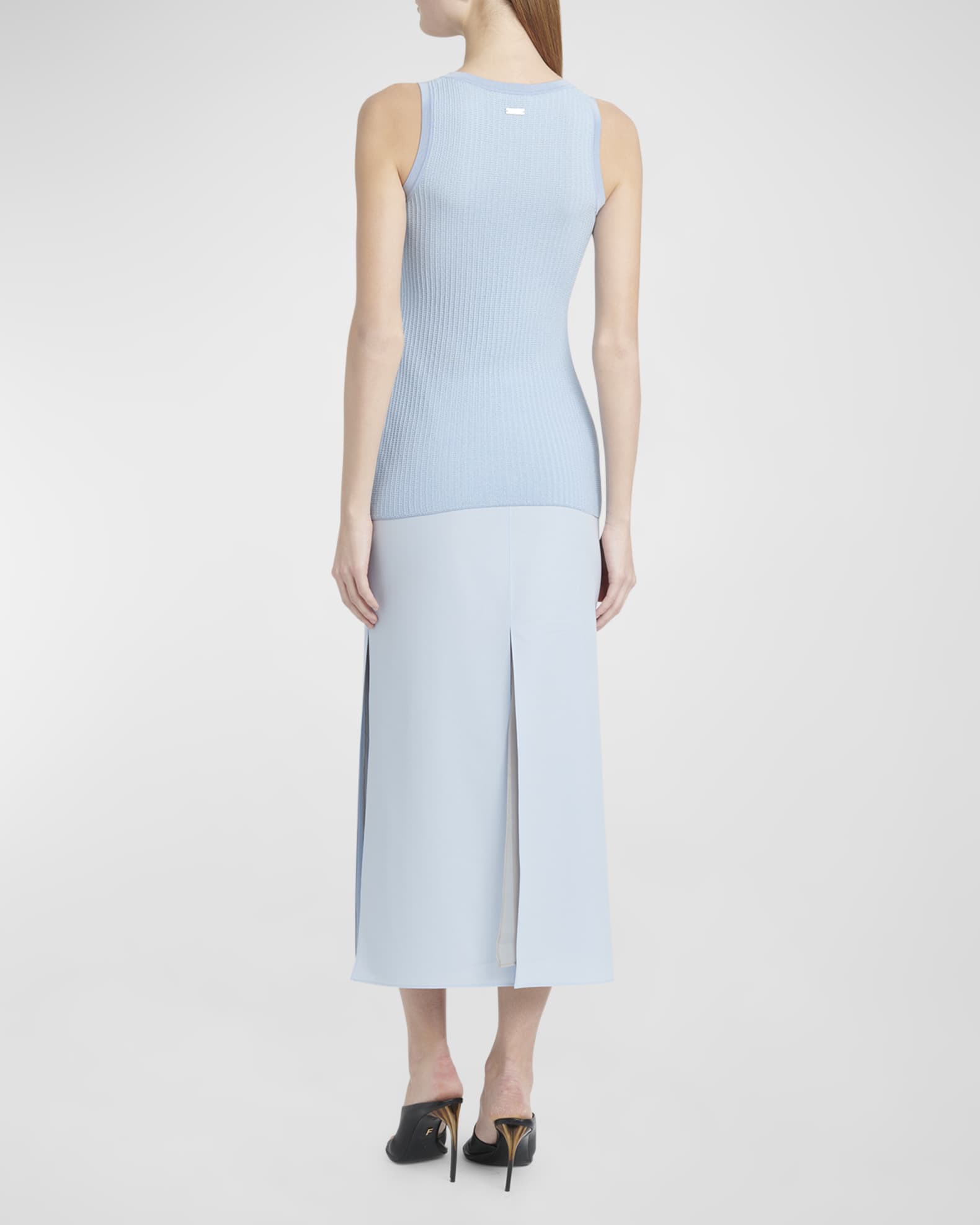 Ferragamo Cotton Silk Micro Jacquard Tank Top | Neiman Marcus