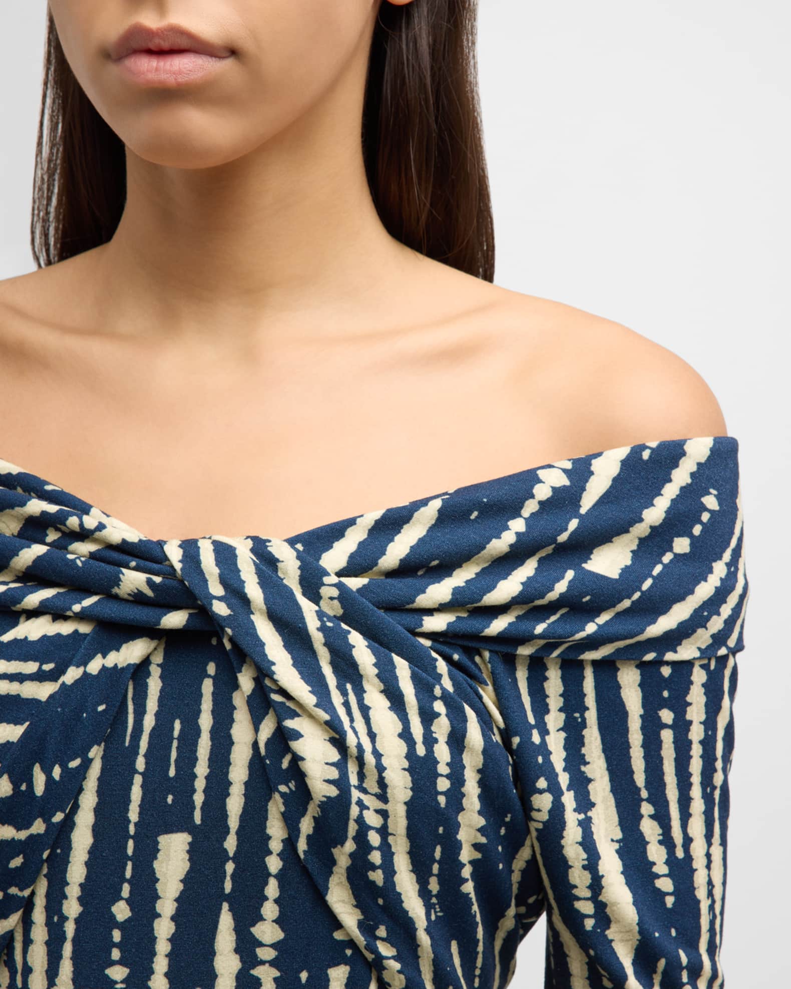 pinkfilosofy Lourdes Cimal Stripes Off-Shoulder Blouse | Neiman Marcus