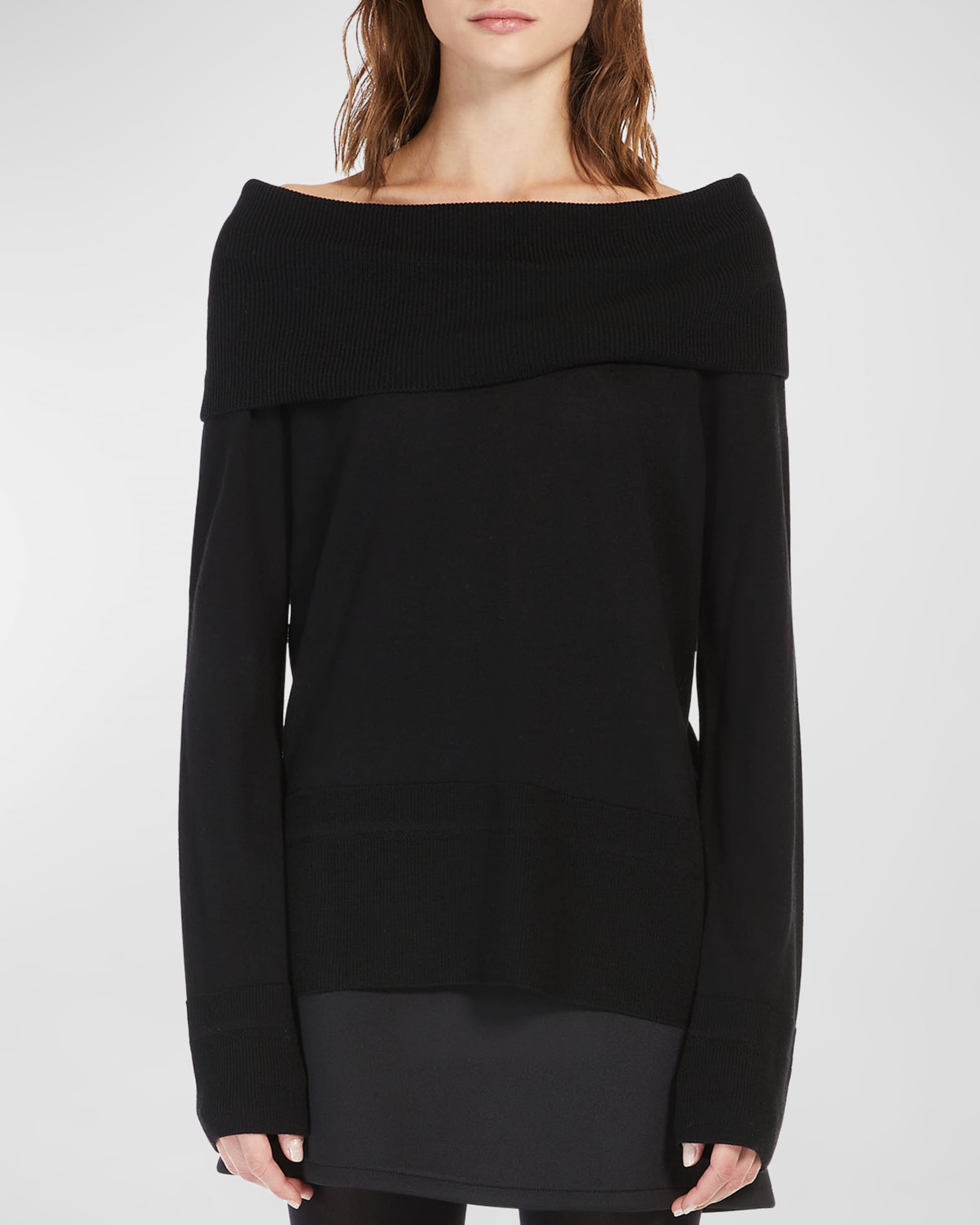 Max Mara Leisure Tiglio Off-Shoulder Foldover Sweater | Neiman Marcus