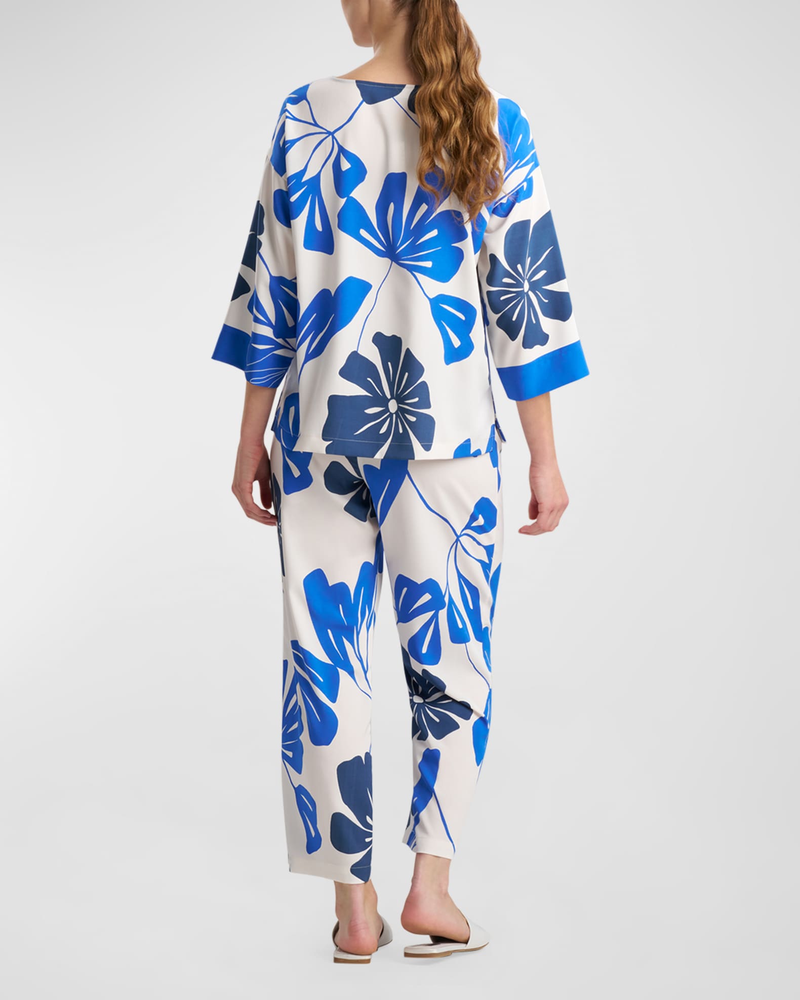 Natori Palma Cropped Botanical-Print Pajama Set | Neiman Marcus