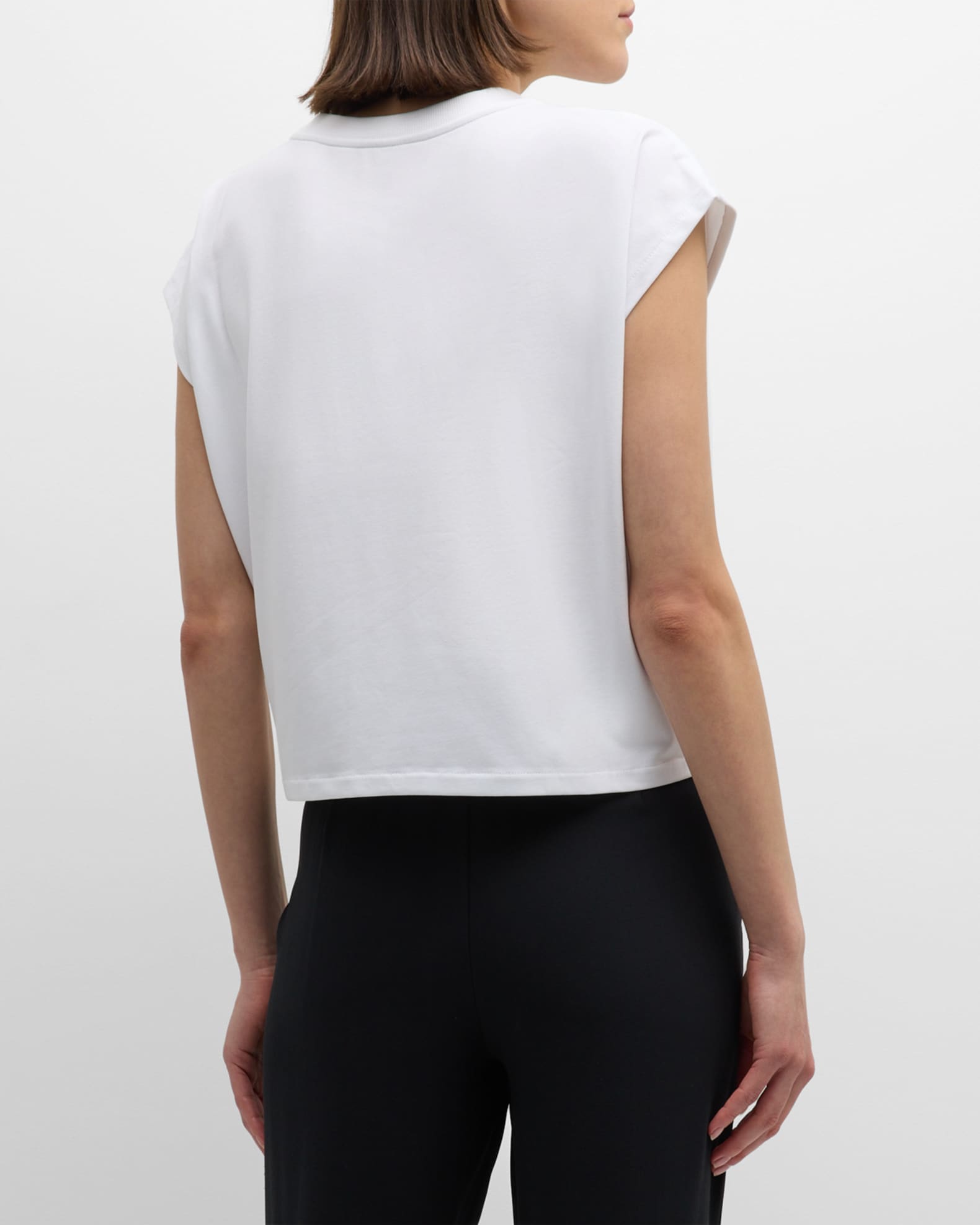 Eileen Fisher Cap-Sleeve Organic Cotton Jersey Shell | Neiman Marcus