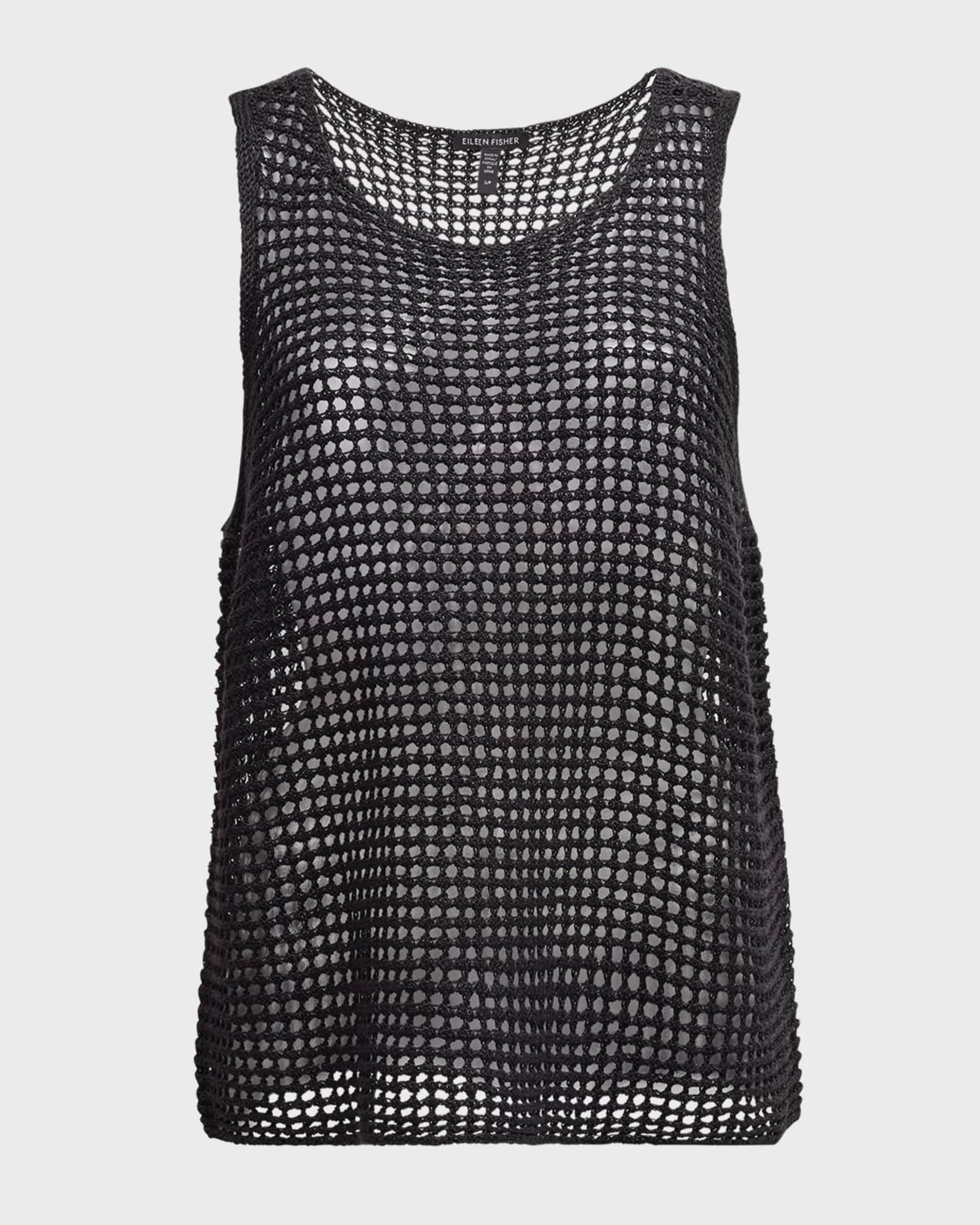 Eileen Fisher Scoop-Neck Open-Knit Organic Linen Shell | Neiman Marcus