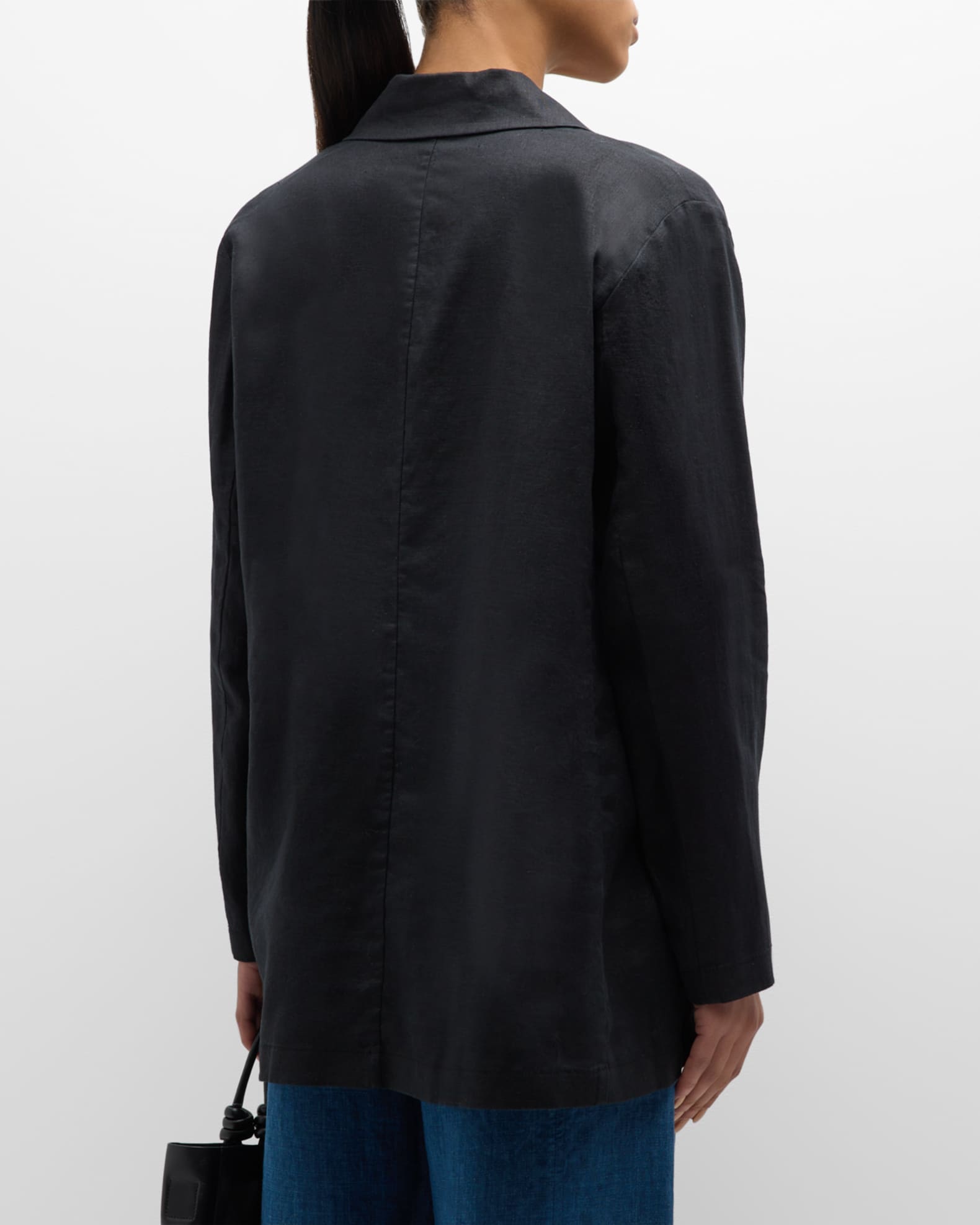 Eileen Fisher Open-Front Organic Linen Blazer | Neiman Marcus