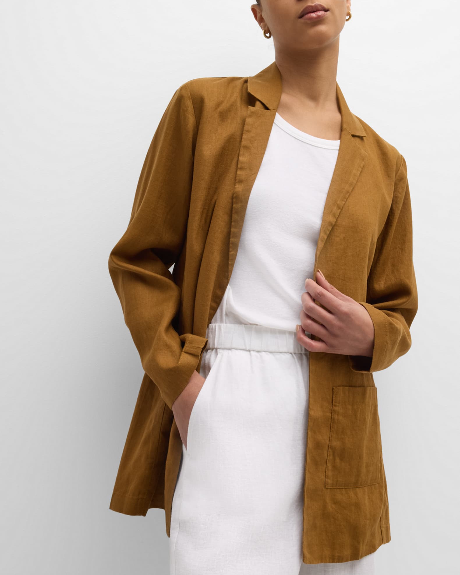 Open-Front Organic Linen Blazer | Neiman Marcus