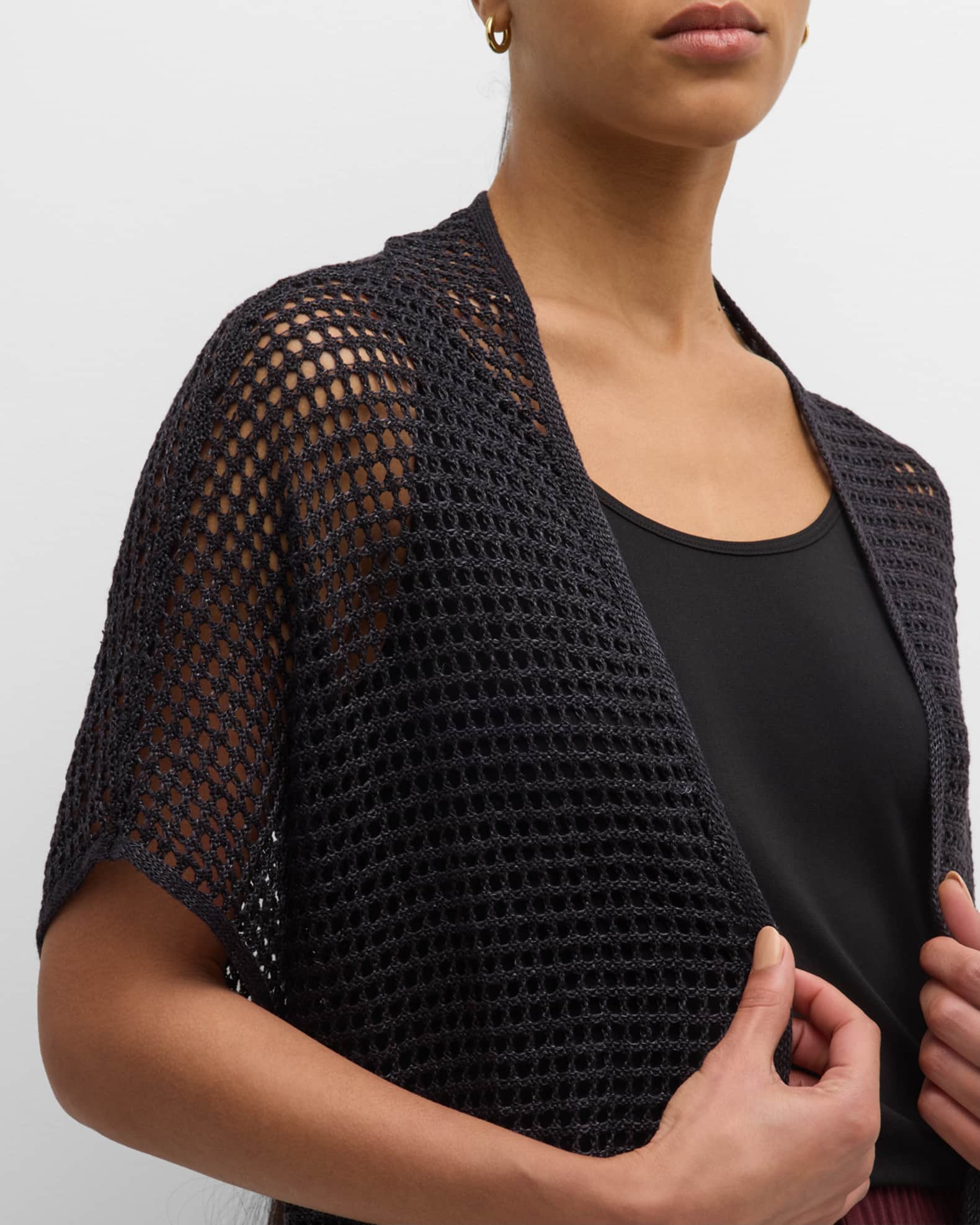 Eileen Fisher Open-Knit Dolman-Sleeve Cardigan | Neiman Marcus