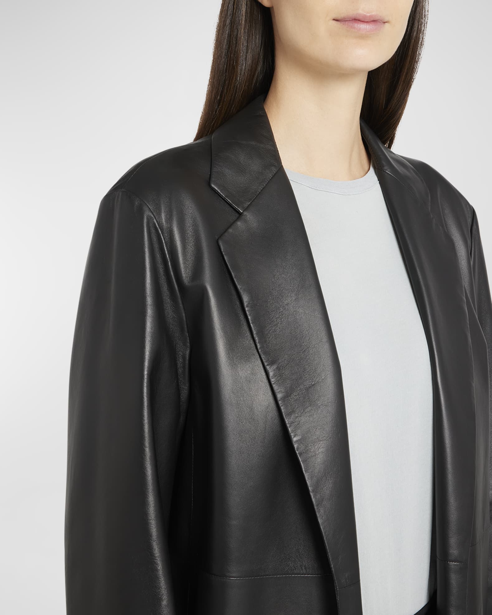 THE ROW Babil Open-Front Leather Coat | Neiman Marcus