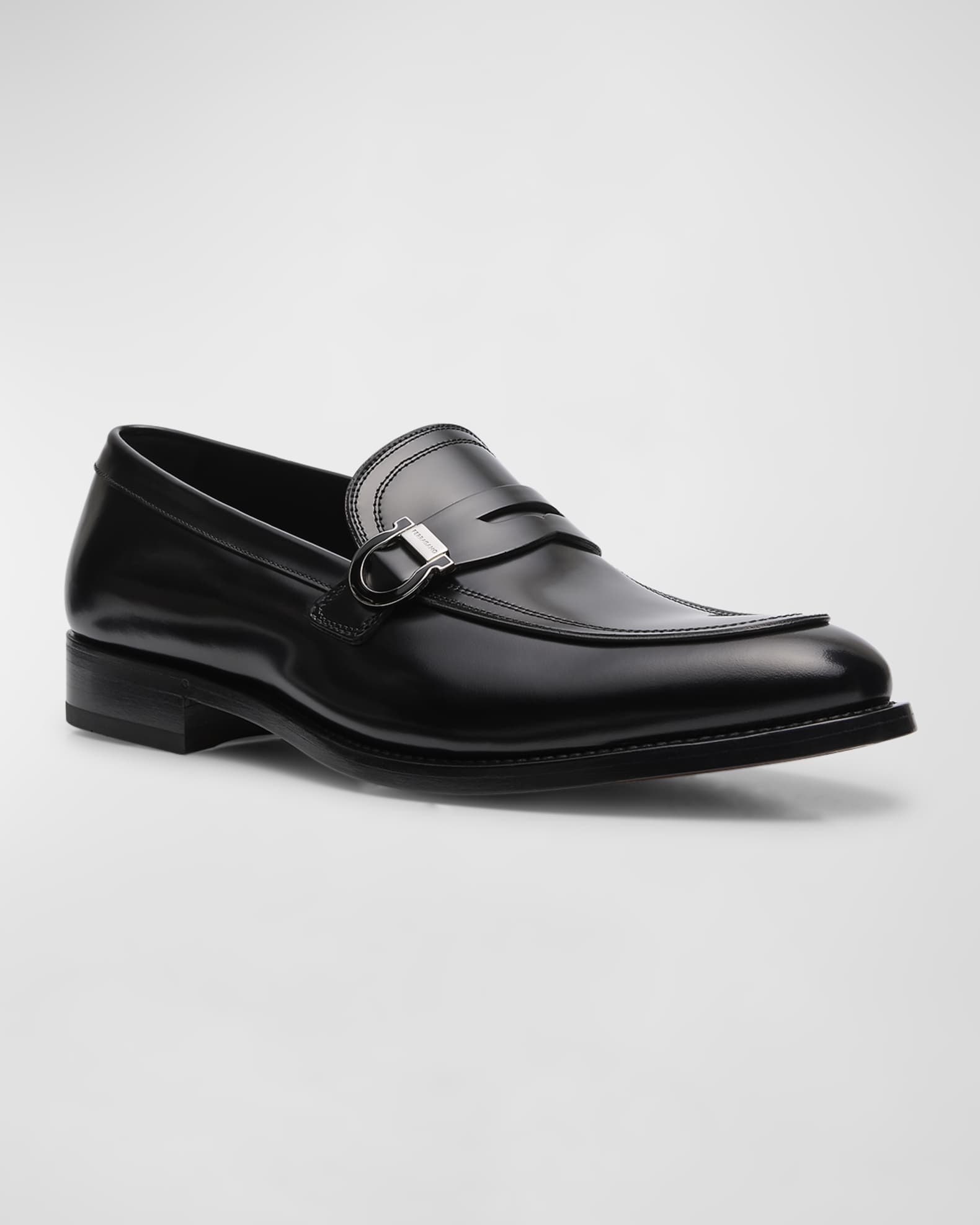 Ferragamo Men's Canada Gancini Leather Penny Loafers | Neiman Marcus