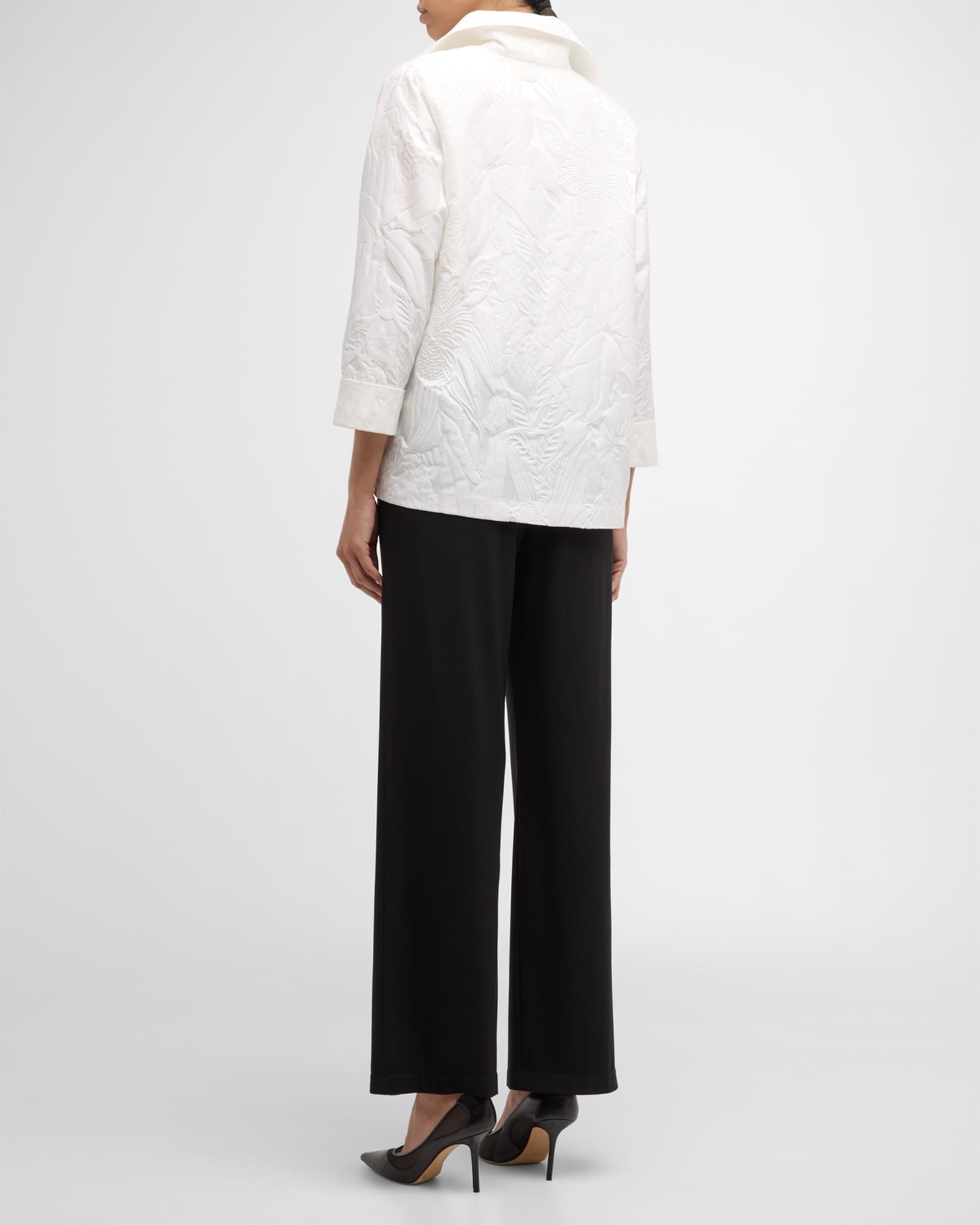 Caroline Rose Open-Front Floral Jacquard Jacket | Neiman Marcus