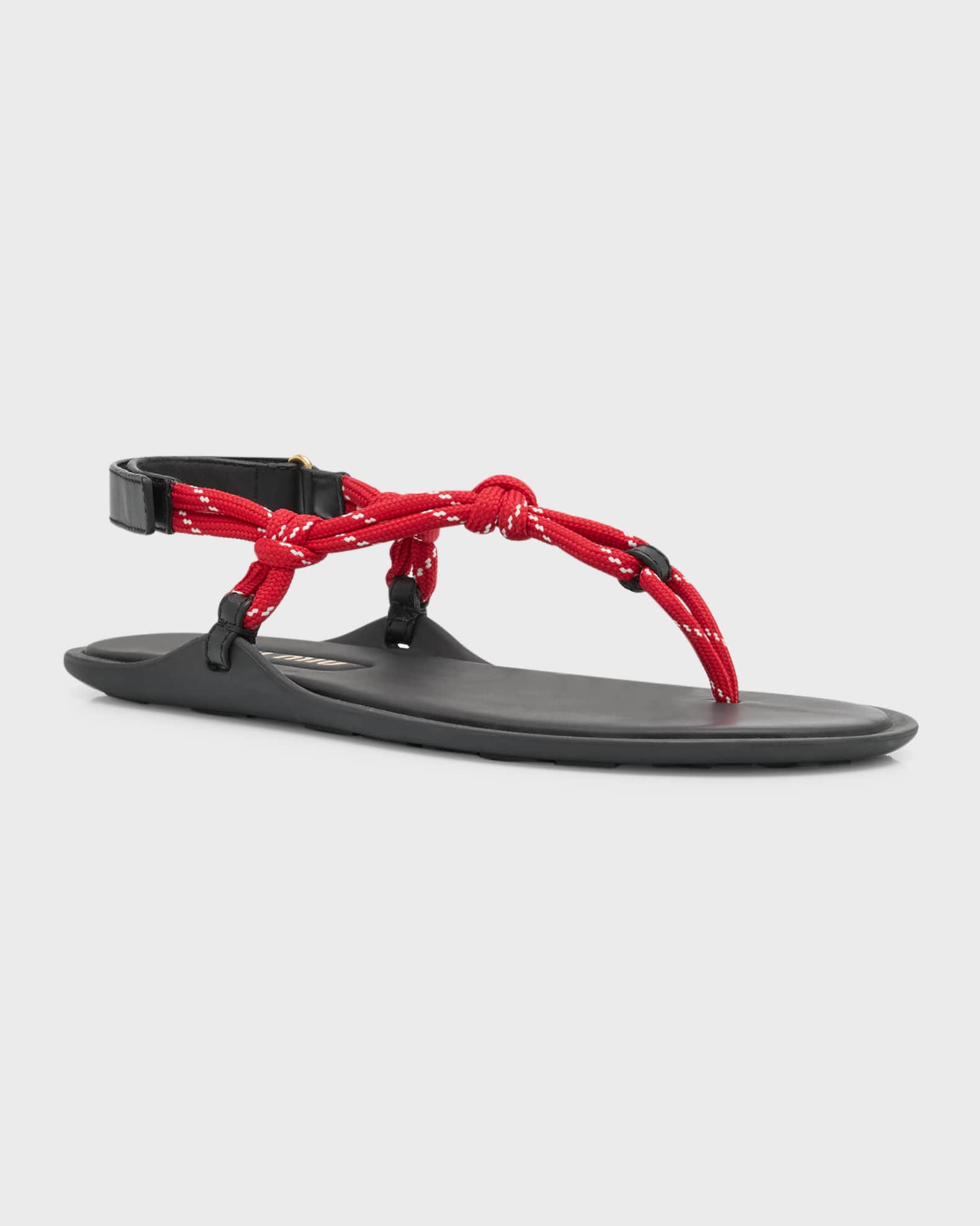 Miu Miu Sporty Rope Thong Slingback Sandals | Neiman Marcus