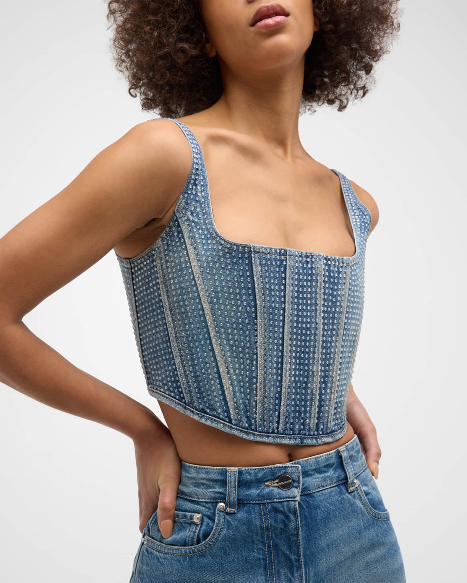 Marc Jacobs Crystal Denim Corset | Neiman Marcus