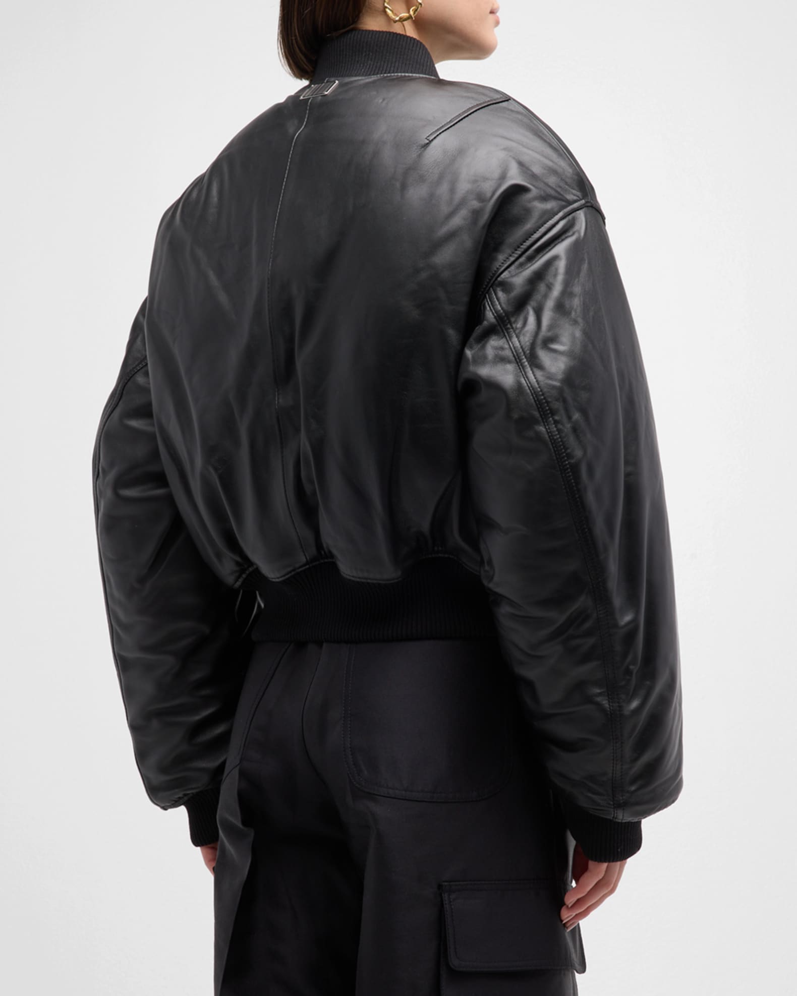 Marc Jacobs Puffy Leather Bomber Jacket | Neiman Marcus