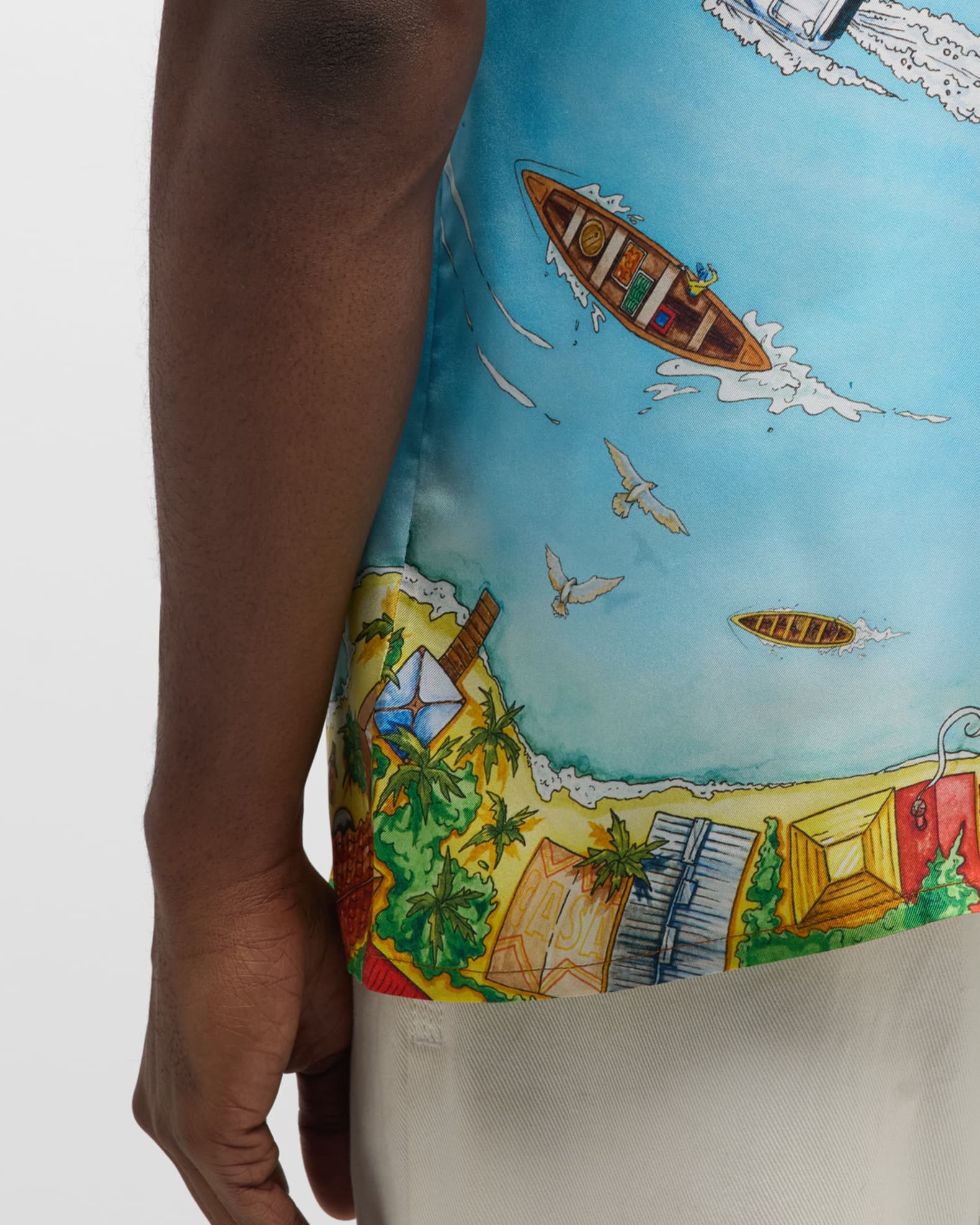 CASABLANCA Men's Maison Sur Piloti Silk Short-Sleeve Shirt | Neiman Marcus