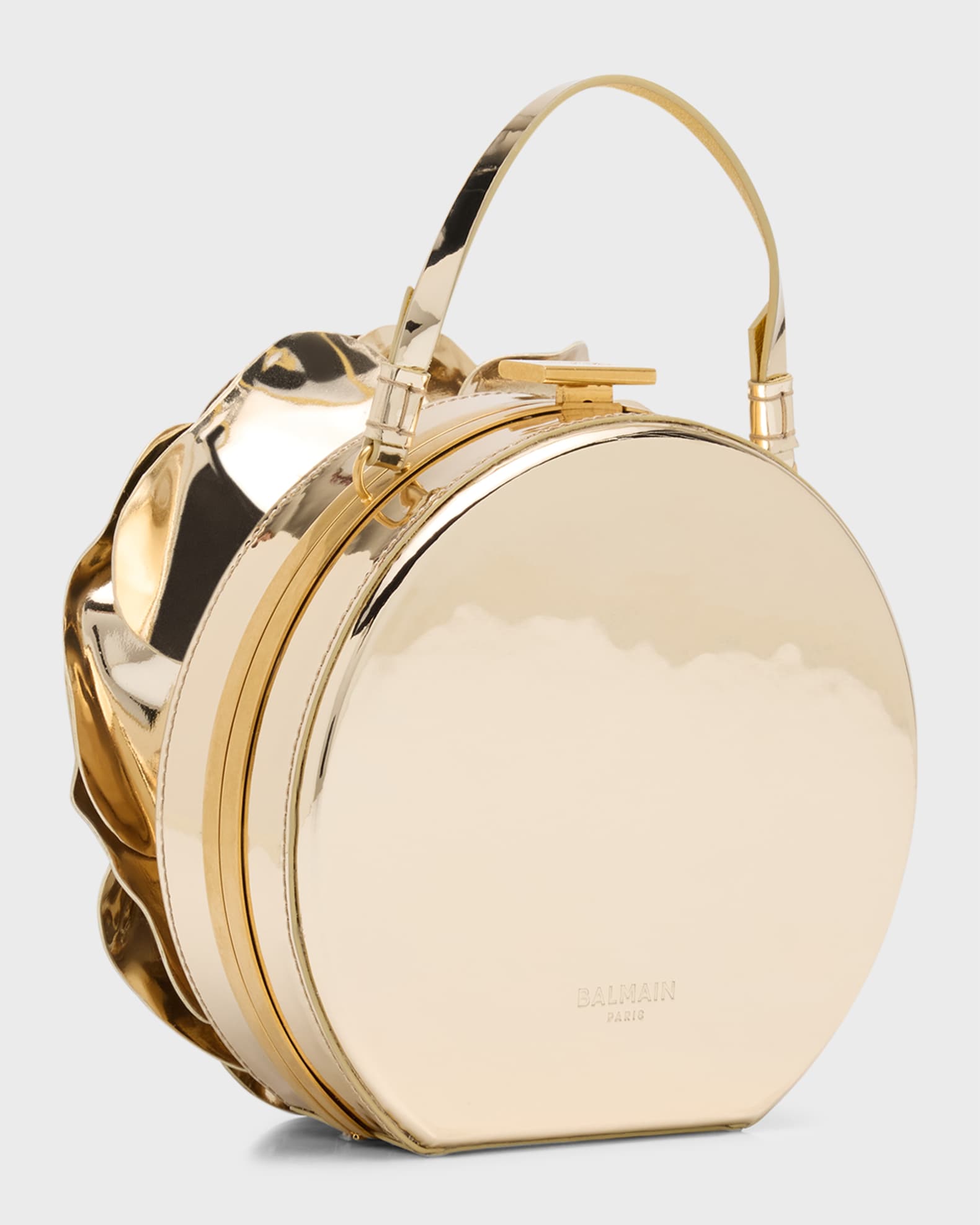 Balmain Rose Minaudiere in Reflective Leather | Neiman Marcus
