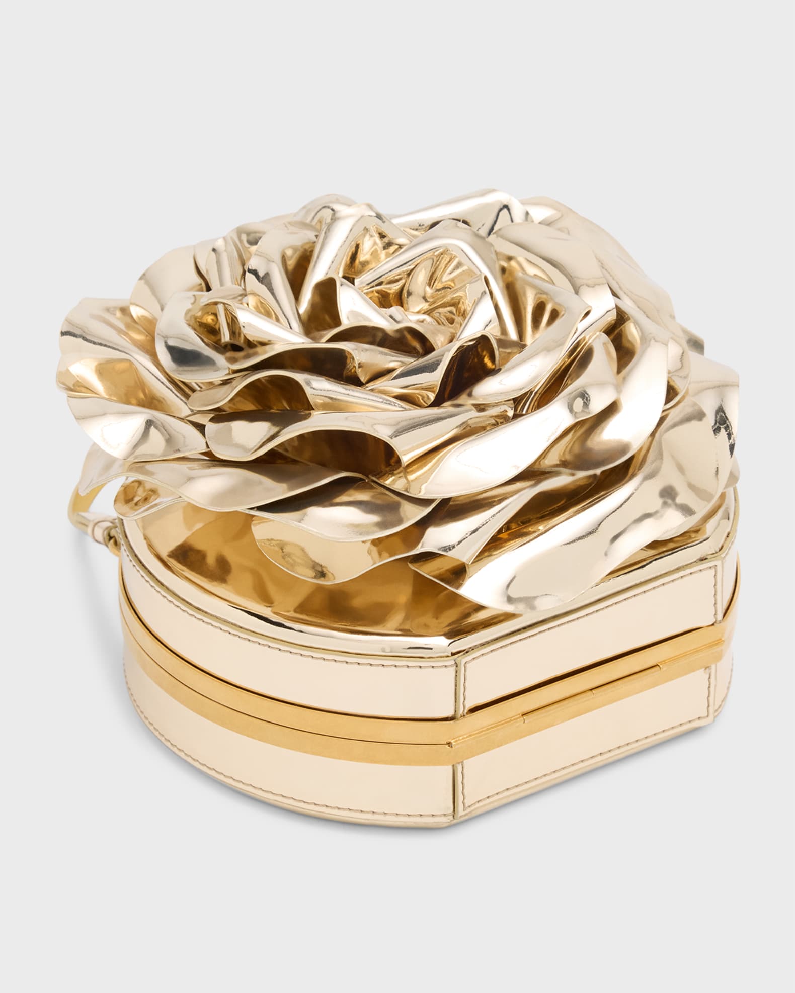 Balmain Rose Minaudiere in Reflective Leather | Neiman Marcus