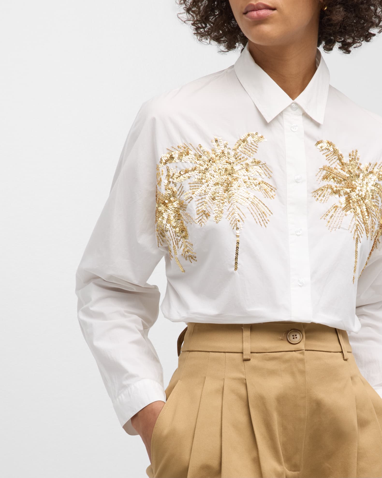 Essentiel Antwerp Fresh Embellished Point-Collar Button-Front Shirt ...