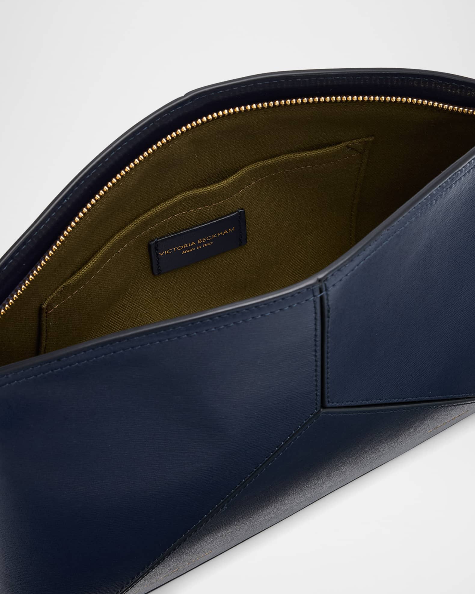 Victoria Beckham Zip Leather Clutch Bag | Neiman Marcus
