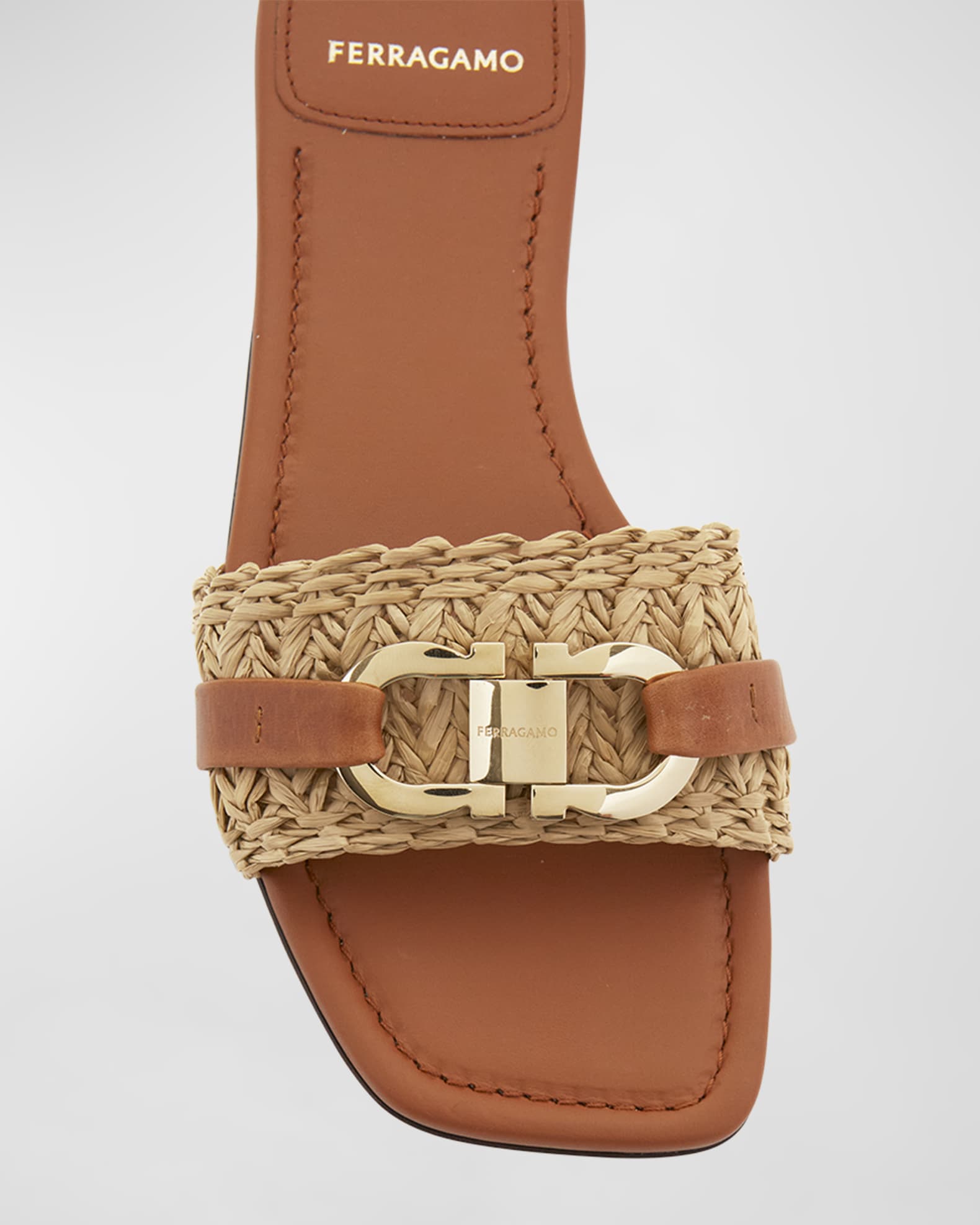 Ferragamo Leah Woven Bit Strap Slide Sandals | Neiman Marcus