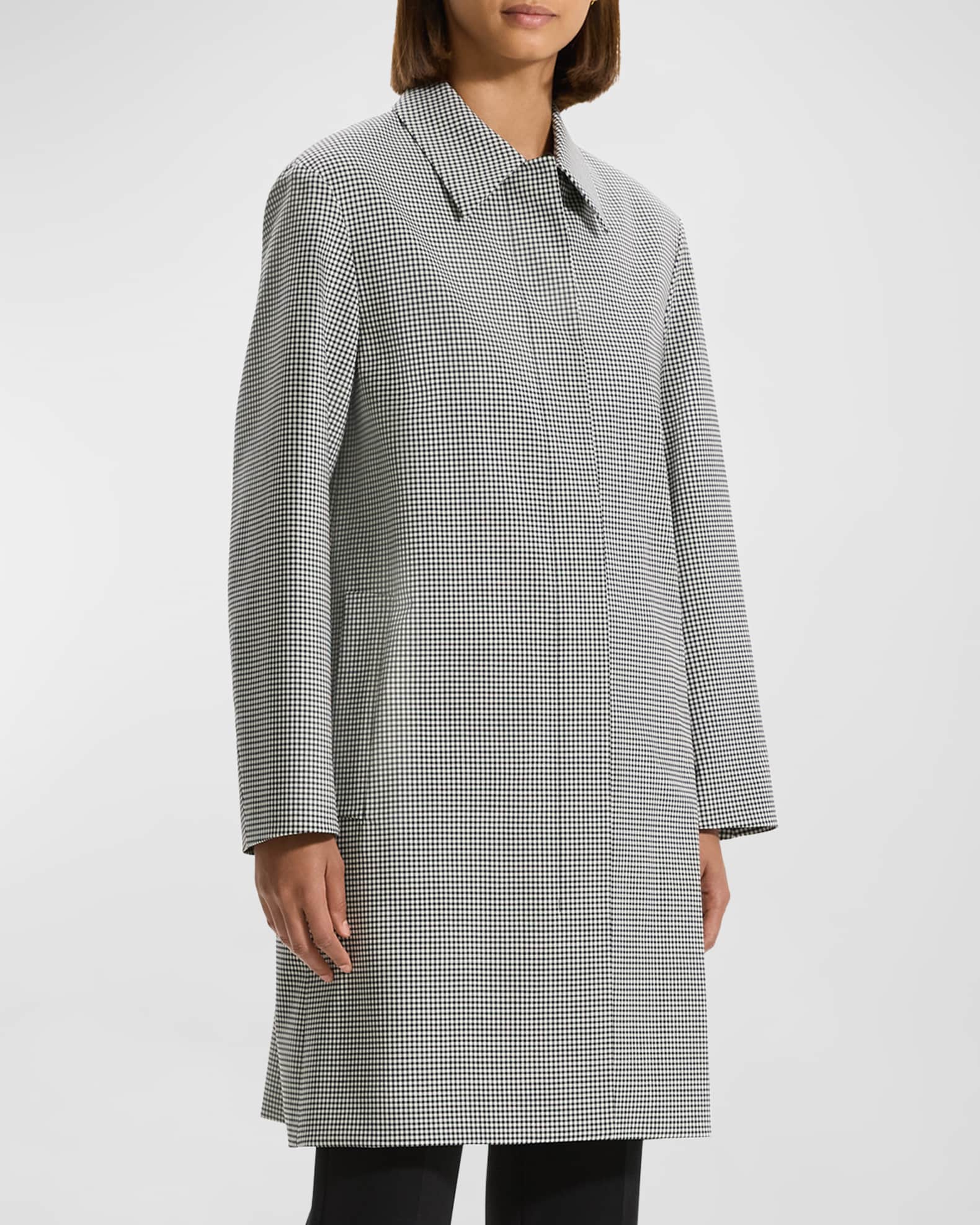 Theory Wool-Blend Check Car Coat | Neiman Marcus