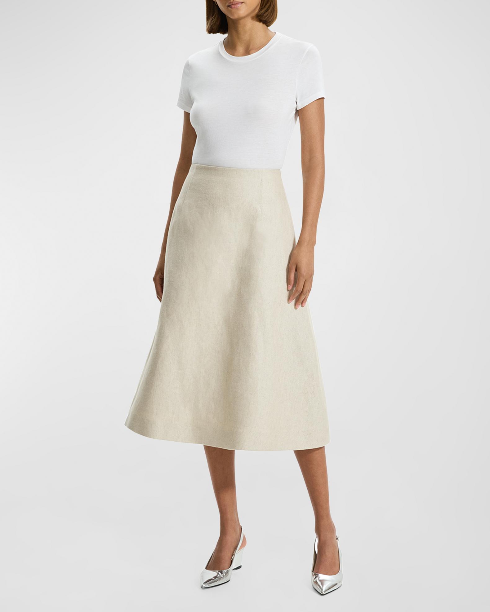 Theory Linen Tweed Full Midi Circle Skirt | Neiman Marcus