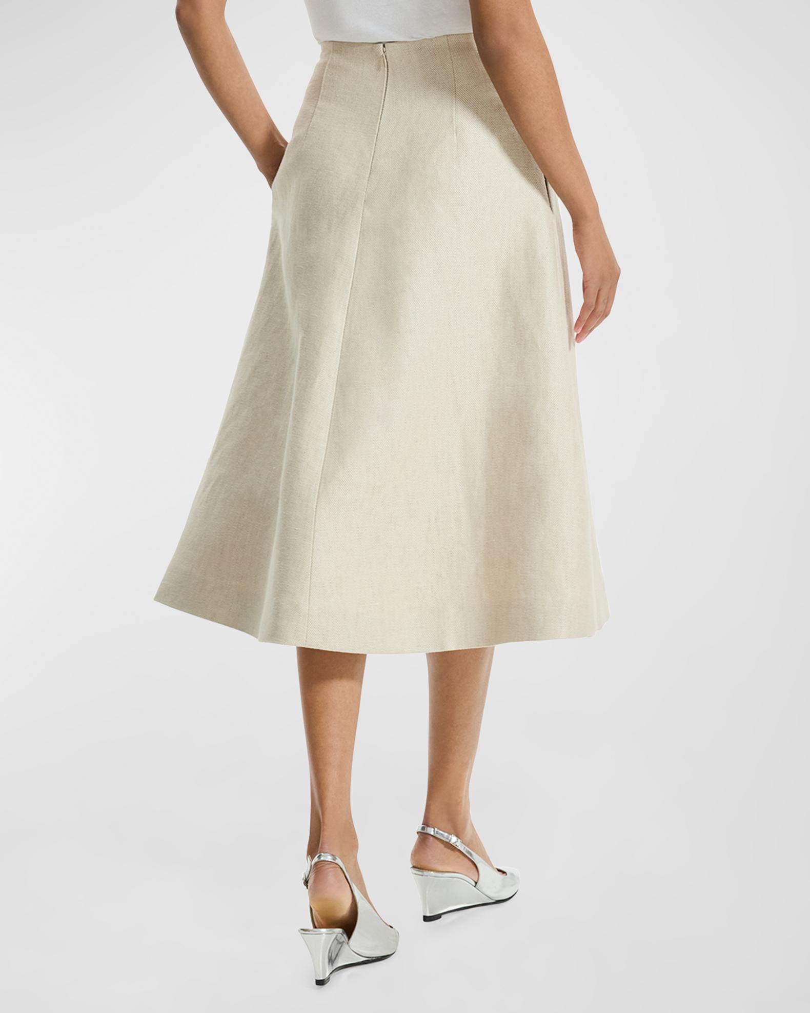 Theory Linen Tweed Full Midi Circle Skirt | Neiman Marcus