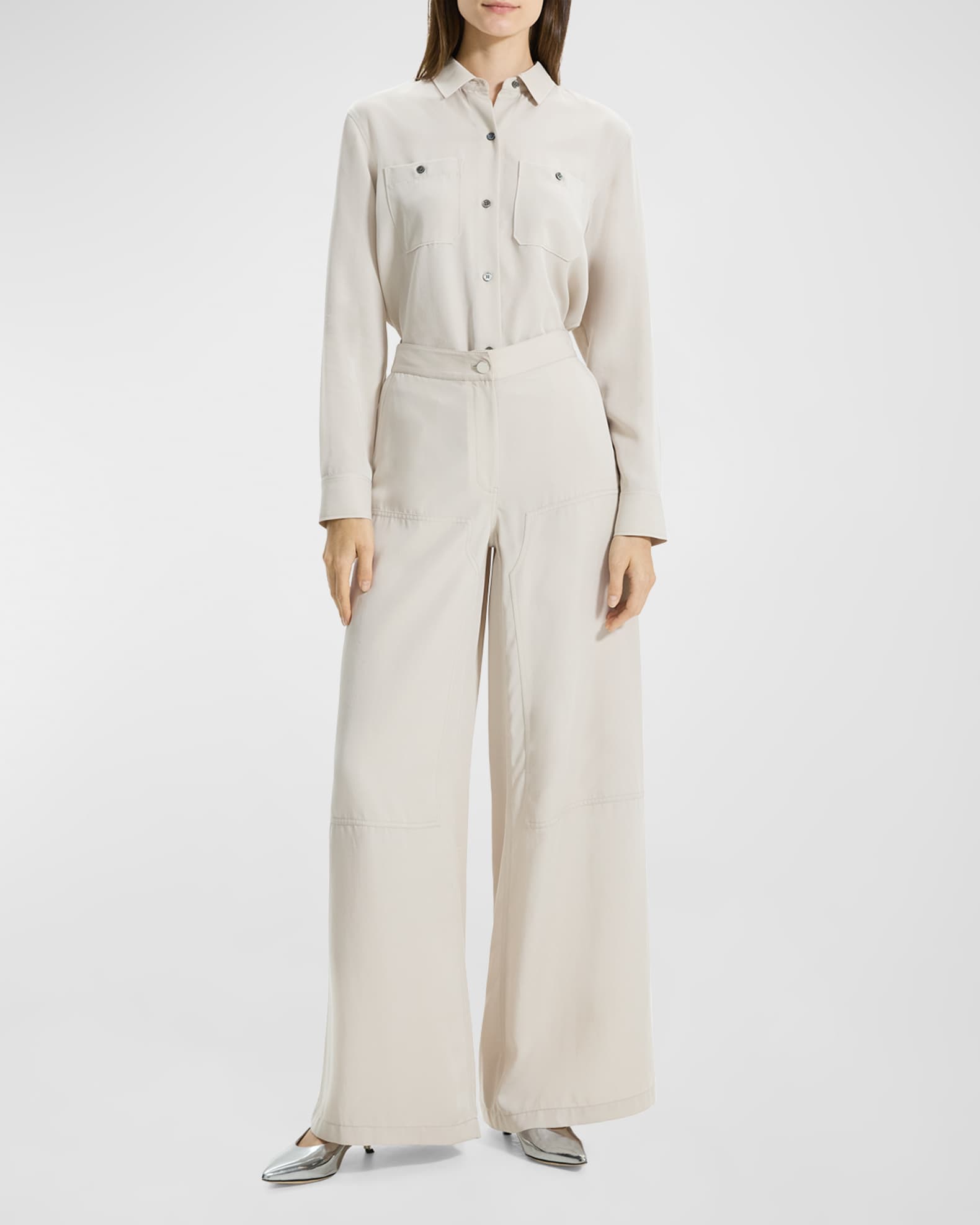 Theory Fluid Wide-Leg Cargo Pants | Neiman Marcus