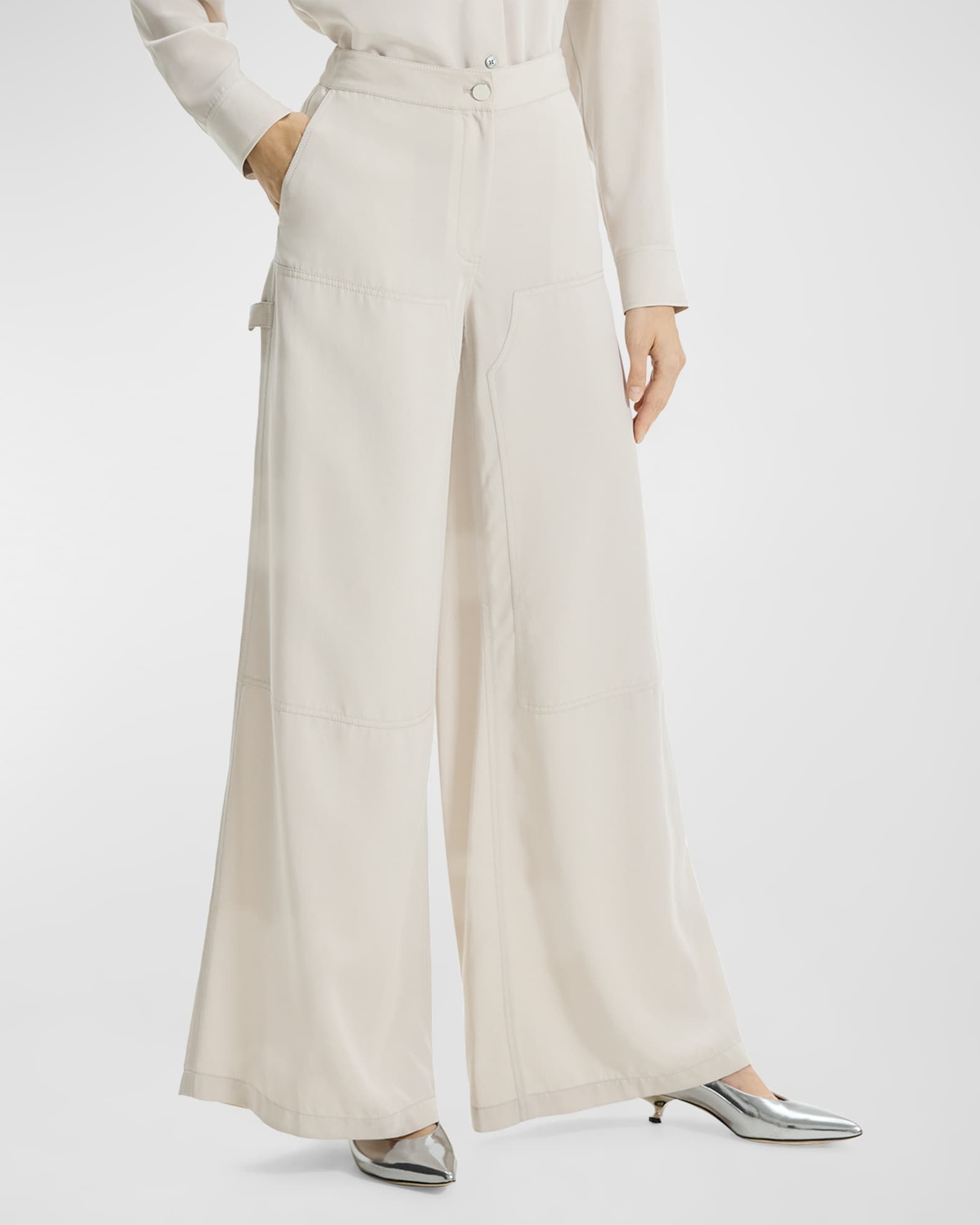 Theory Fluid Wide-Leg Cargo Pants | Neiman Marcus