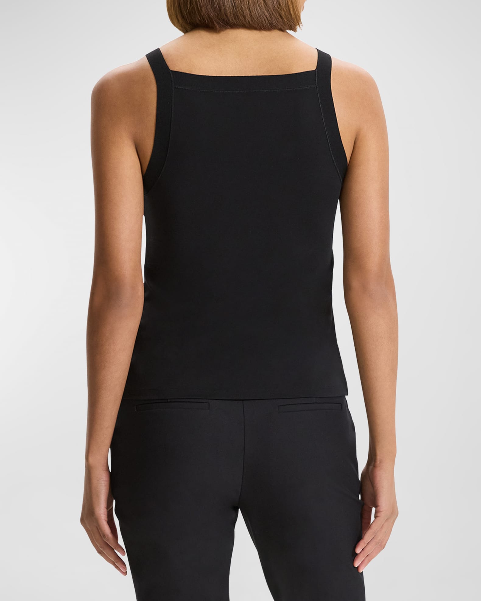 Theory Square-Neck Rib-Trim Tank Top | Neiman Marcus