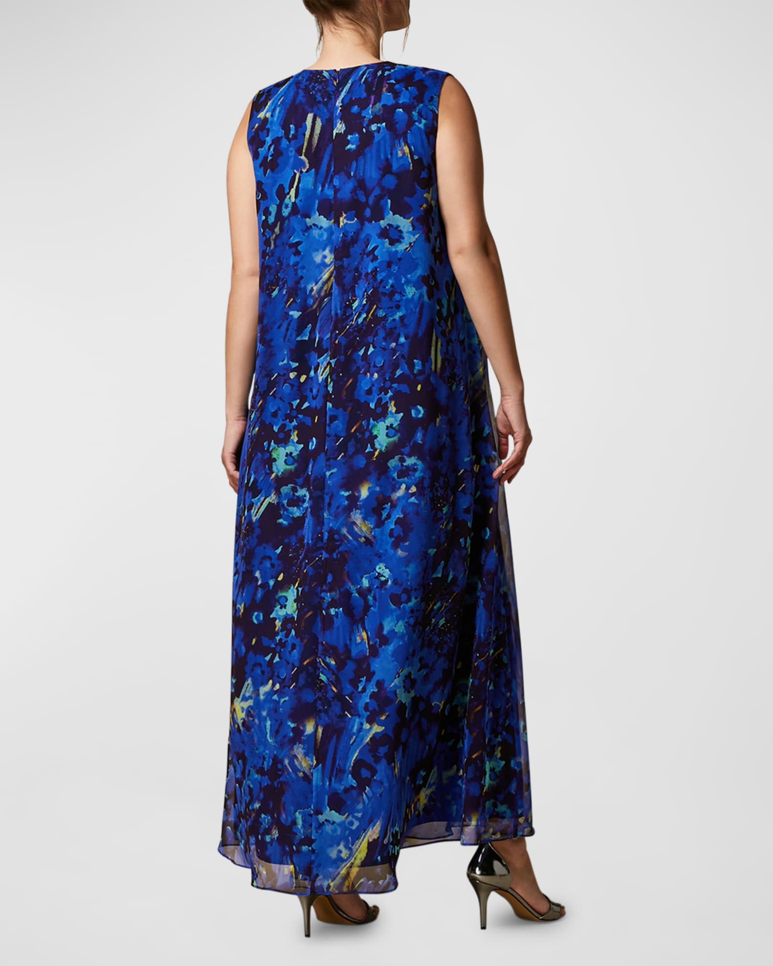 Marina Rinaldi Carpazi Abstract-Print Georgette Maxi Dress | Neiman Marcus