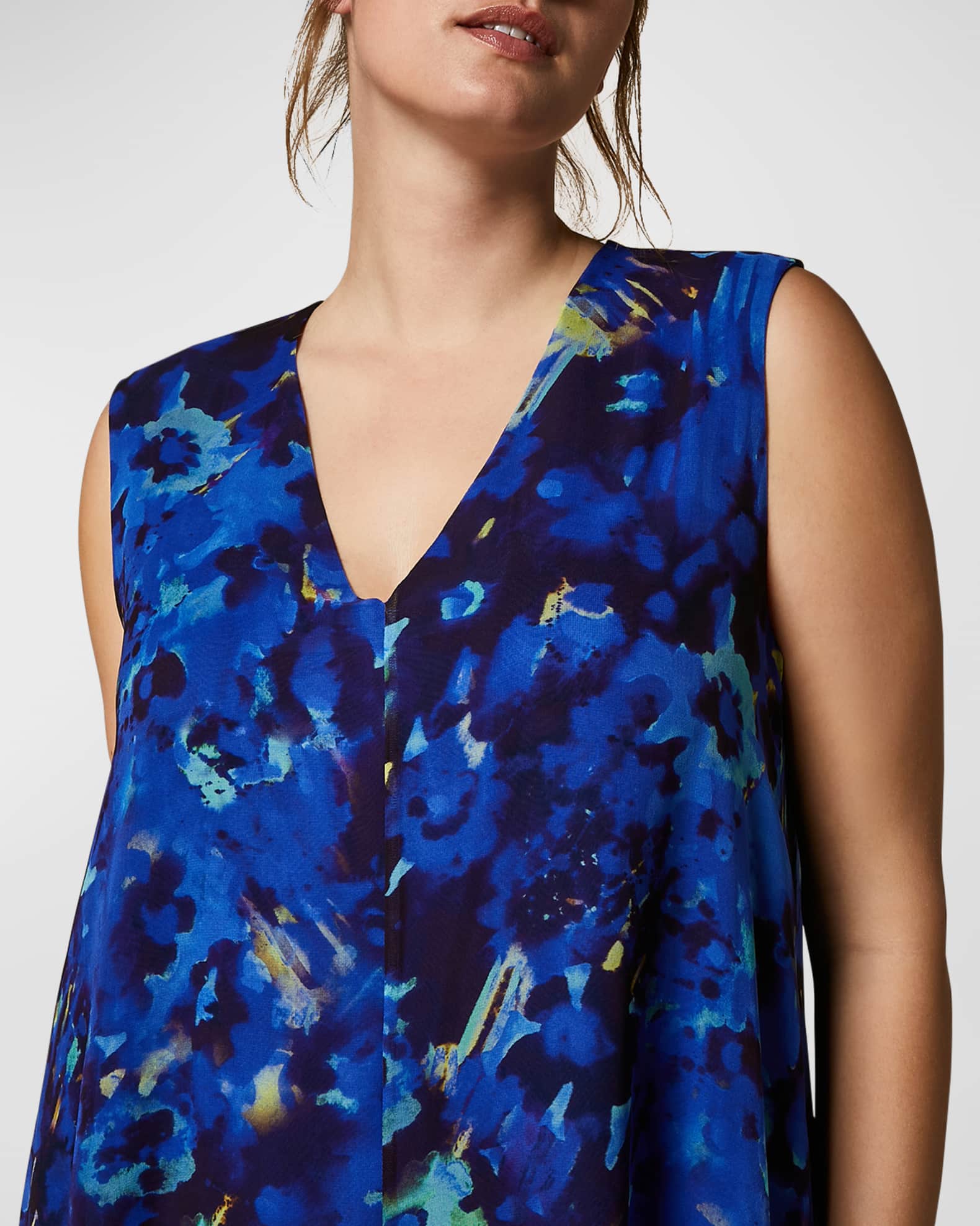 Marina Rinaldi Carpazi Abstract-Print Georgette Maxi Dress | Neiman Marcus