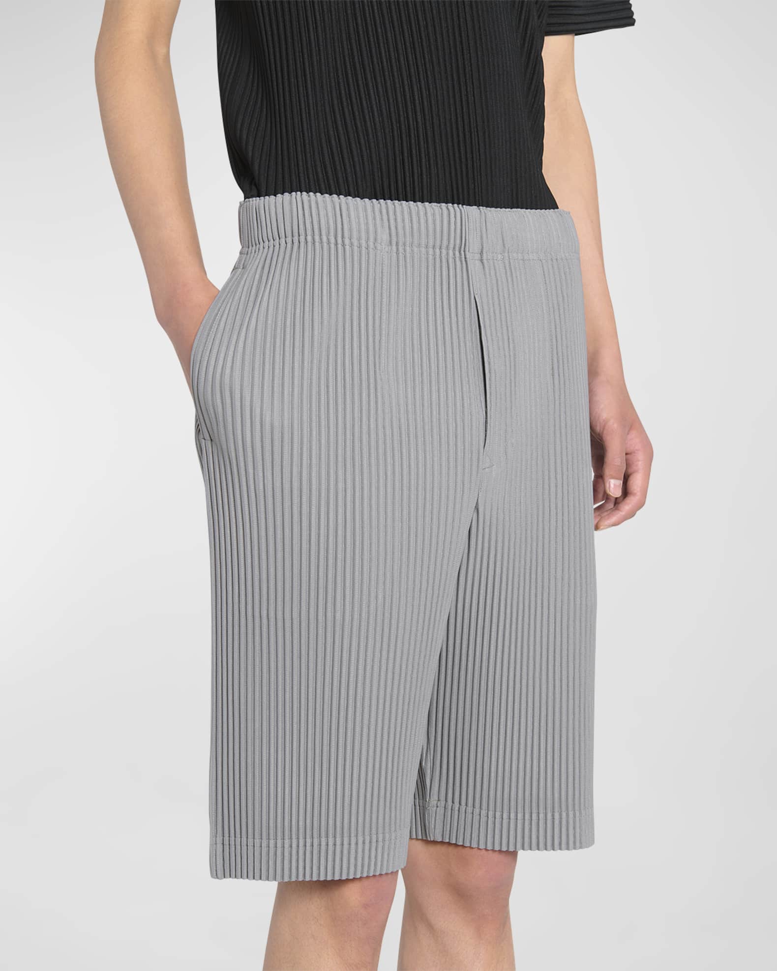 Homme Plisse Issey Miyake Men's MC May Pleated Shorts | Neiman Marcus