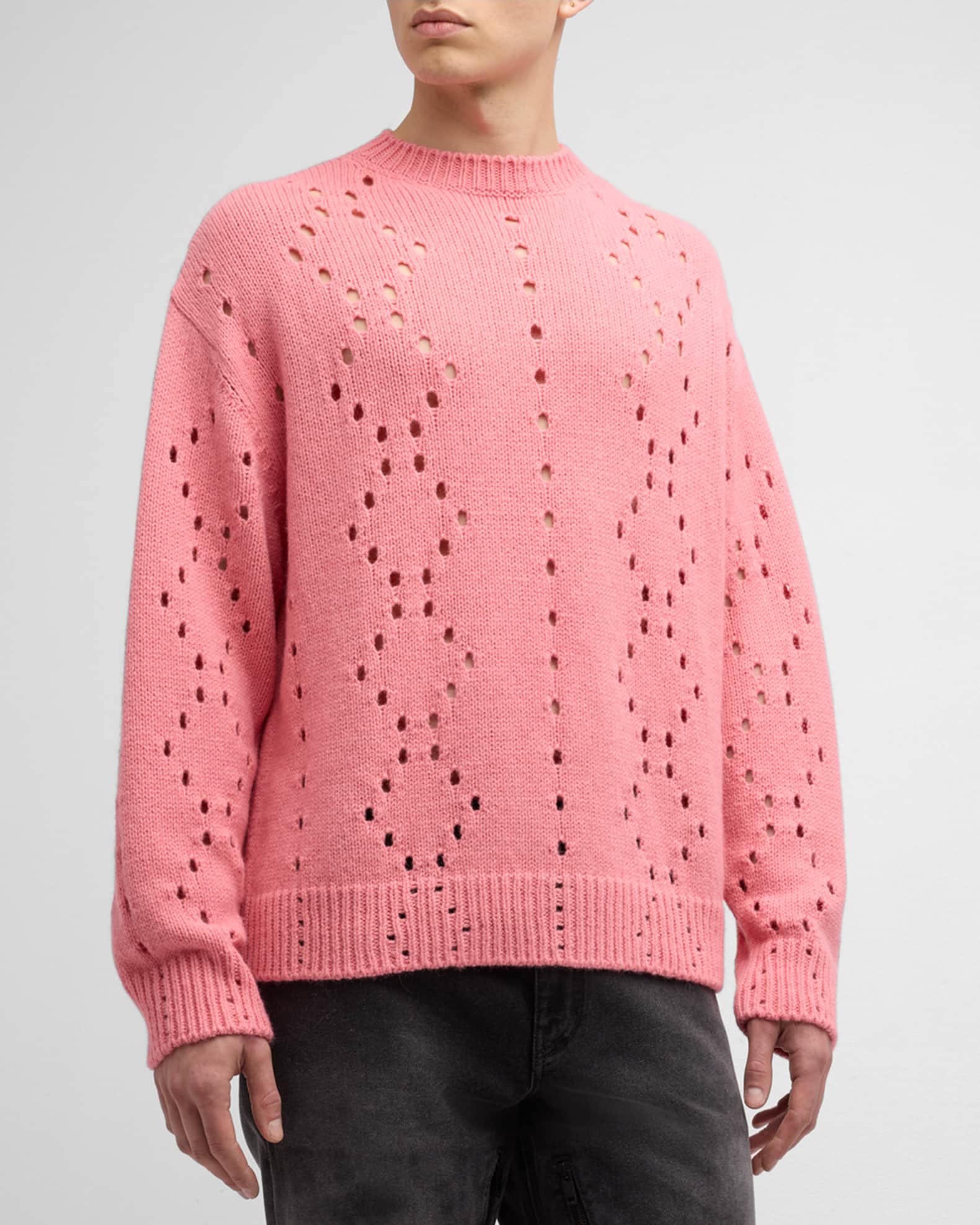 Givenchy Men's Oversized Holey Sweater | Neiman Marcus